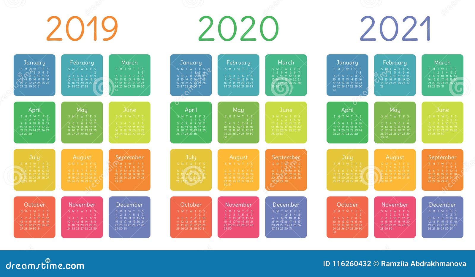 Tijdschema De Reeks Van 2019, Van 2020 En Van 2021 Het Begin Van De ...