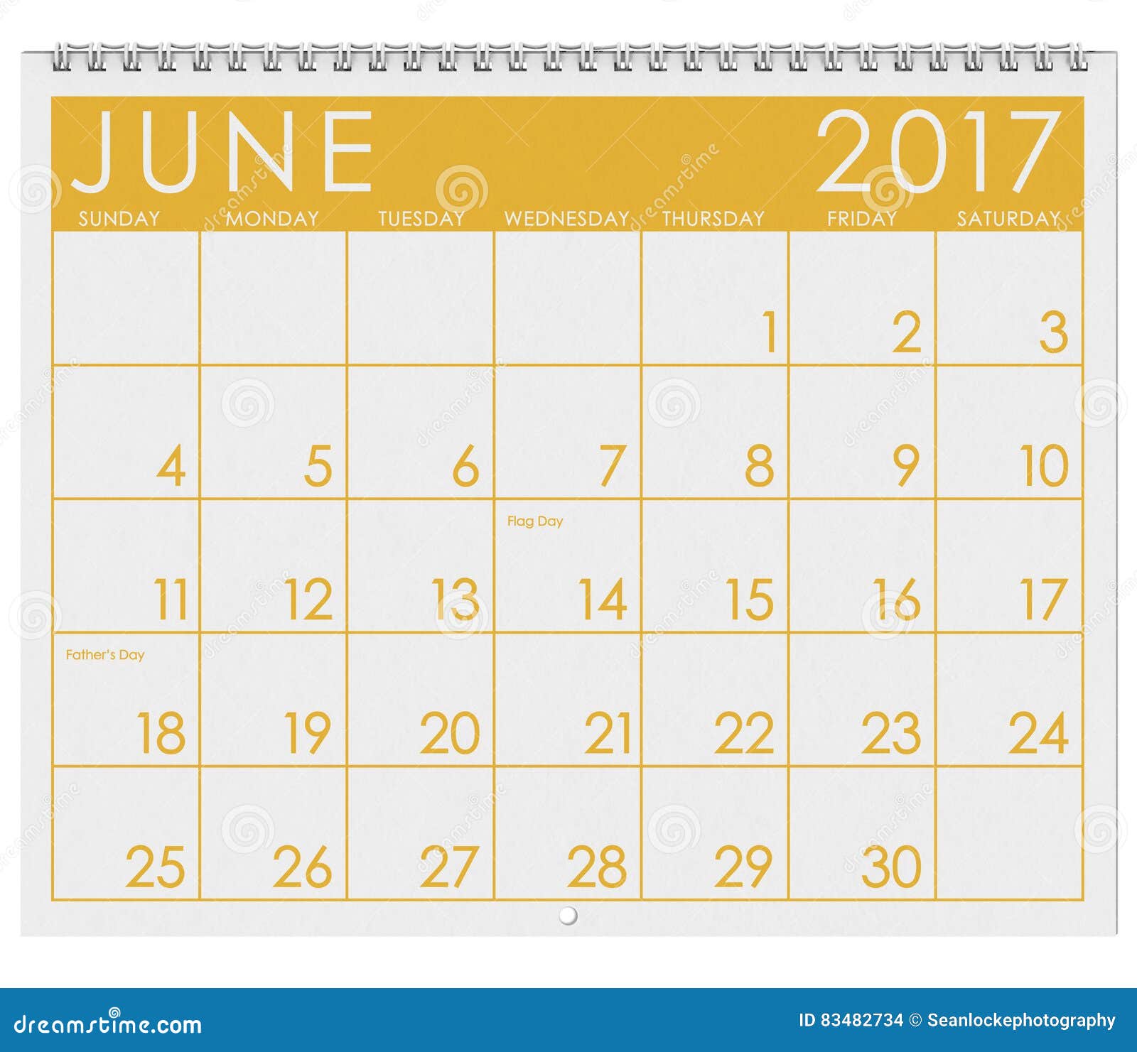 2017: Tijdschema: Maand Van Juni Met Vader` S Dag Stock Illustratie ...