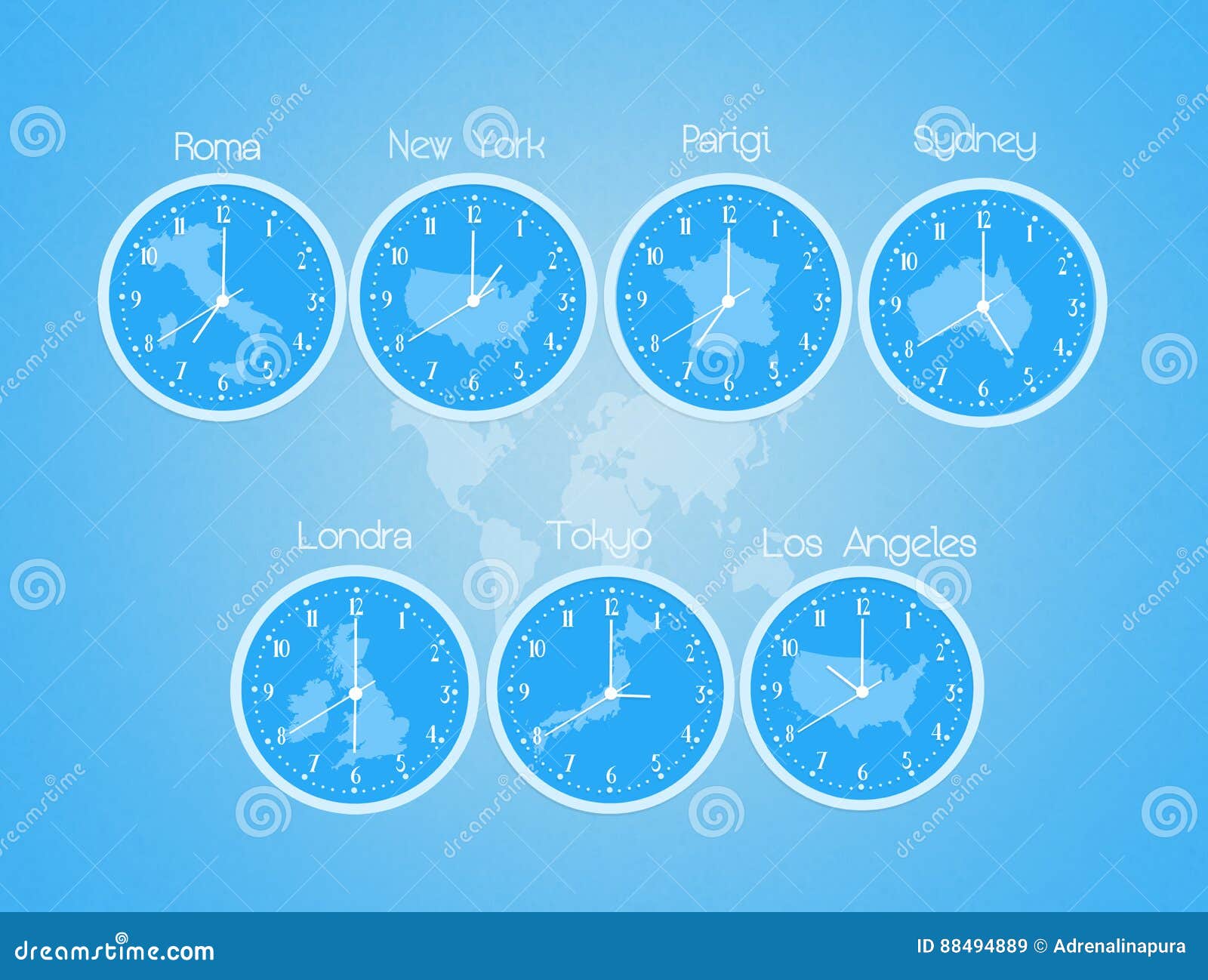 Tijdzones in de wereld stock illustratie. Illustration of streken ...