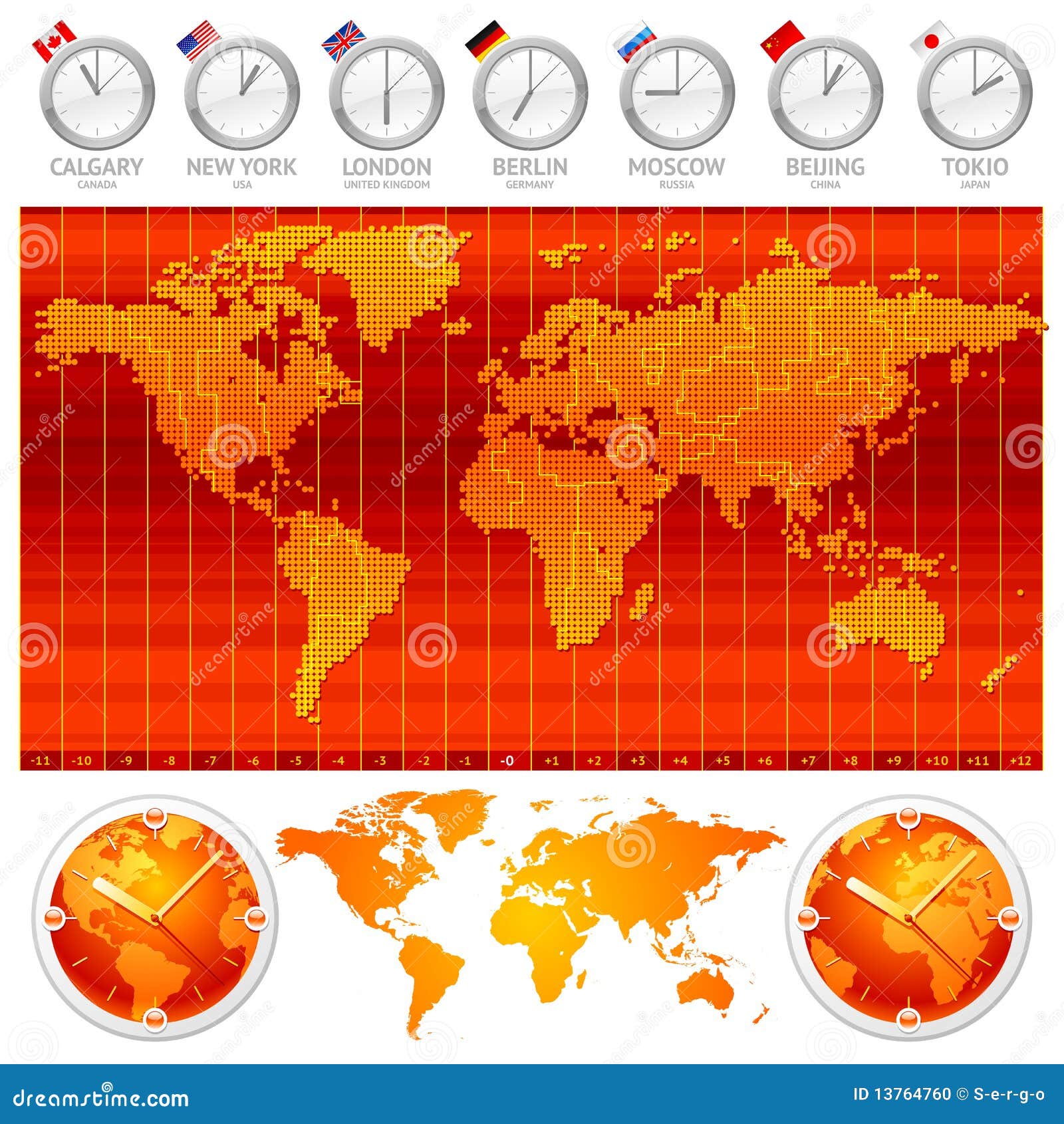 Tijdzones en klokken vector illustratie. Illustration of overzees ...