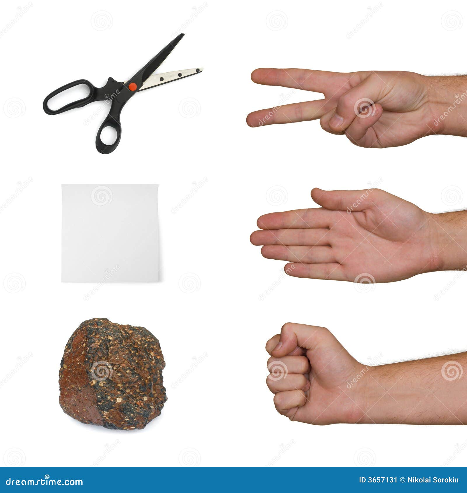 Tijeras, papel, piedra imagen de archivo. Imagen de objetos - 3657131