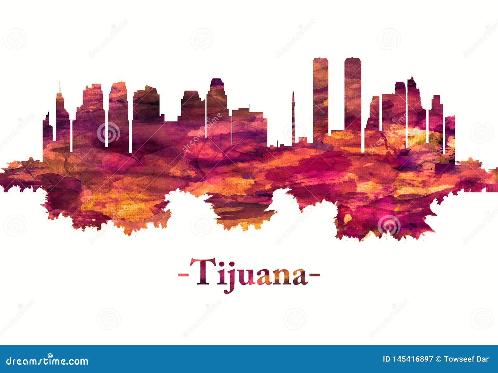 Tijuana Mexico Skyline in Red Stock Illustration - Illustration of ...