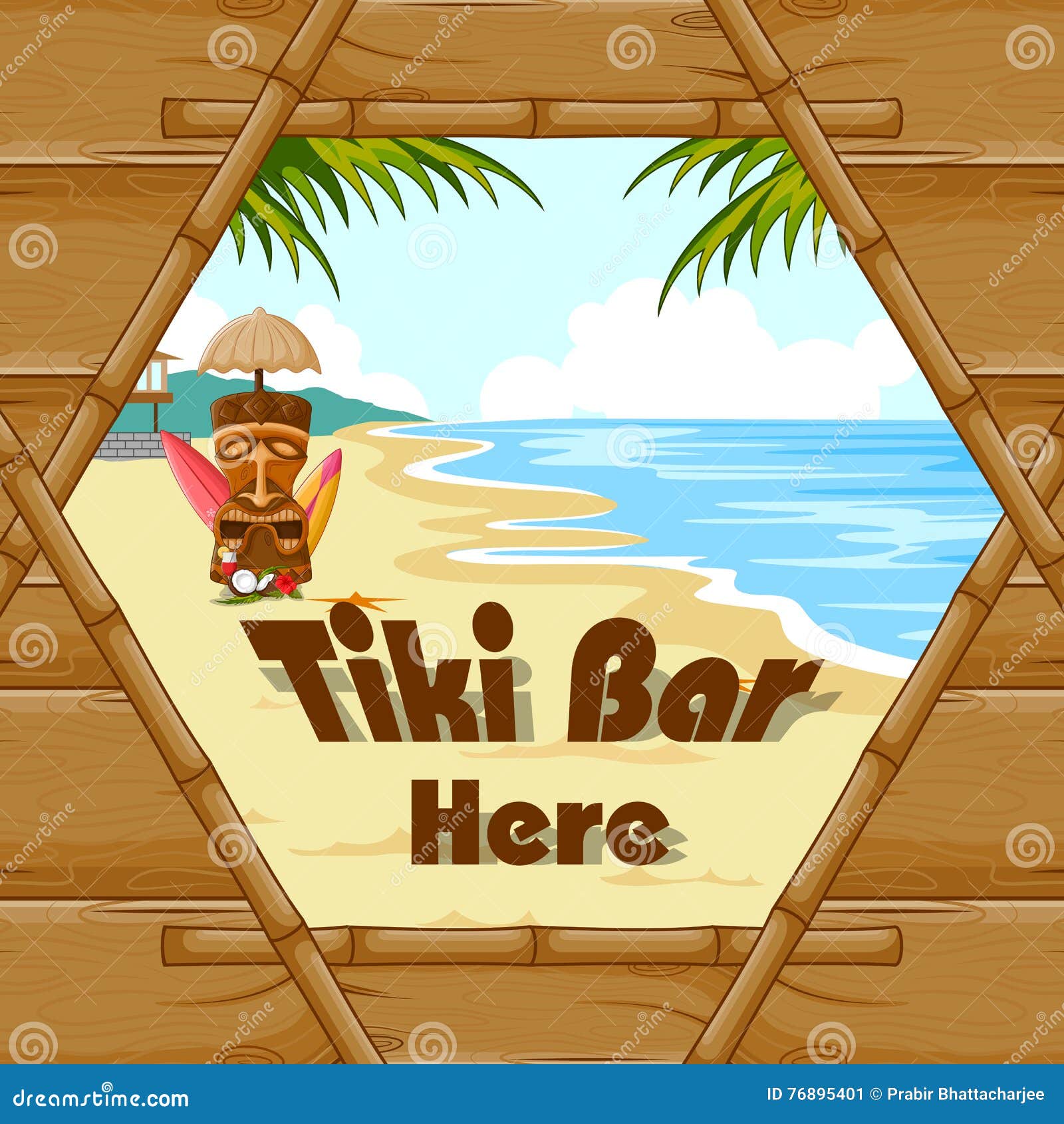 Tiki Bar Poster with Tribal Mask Stock Illustration - Illustration of ...