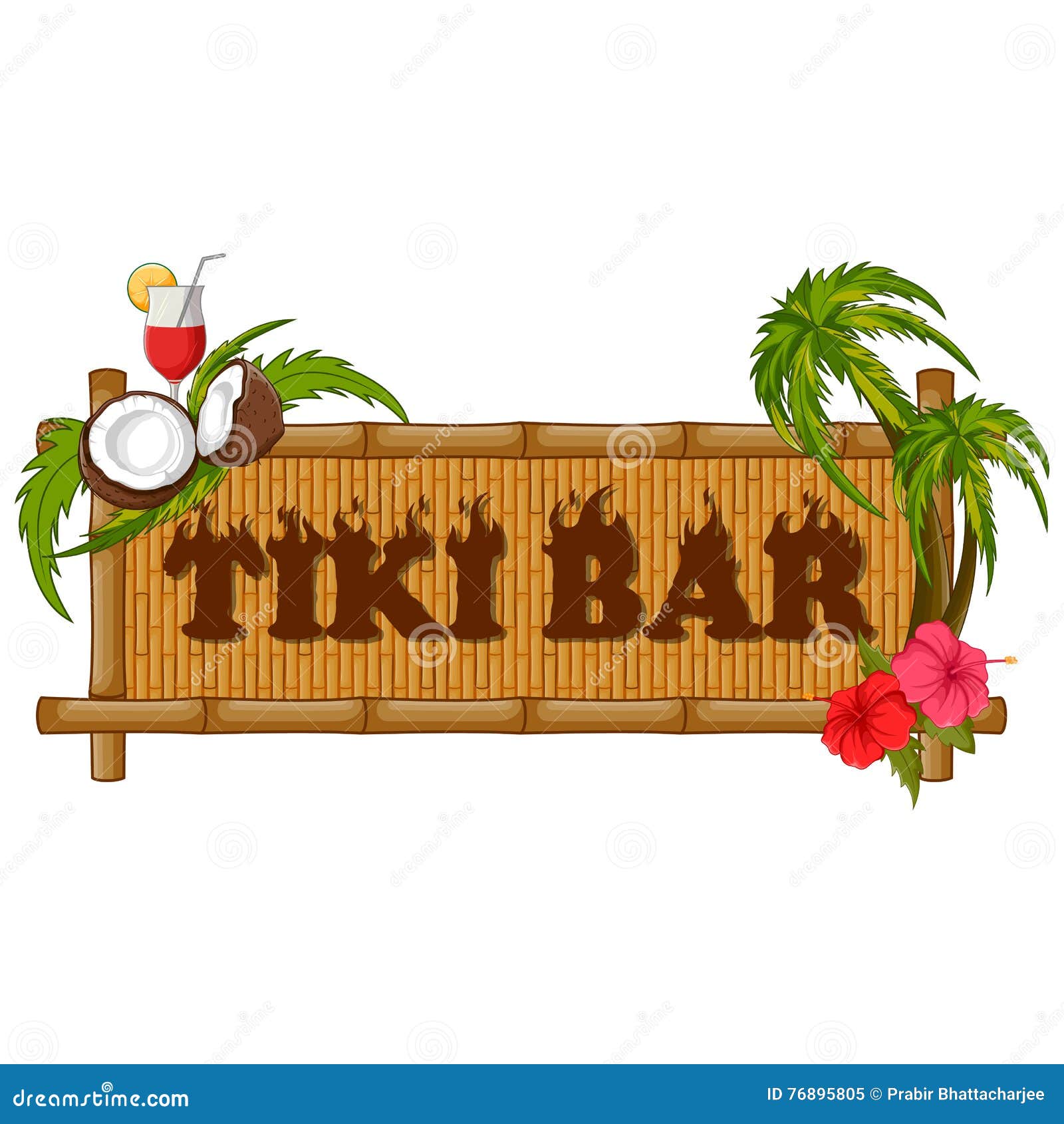 Tiki Bar Poster with Tribal Mask Stock Vector - Illustration of ...