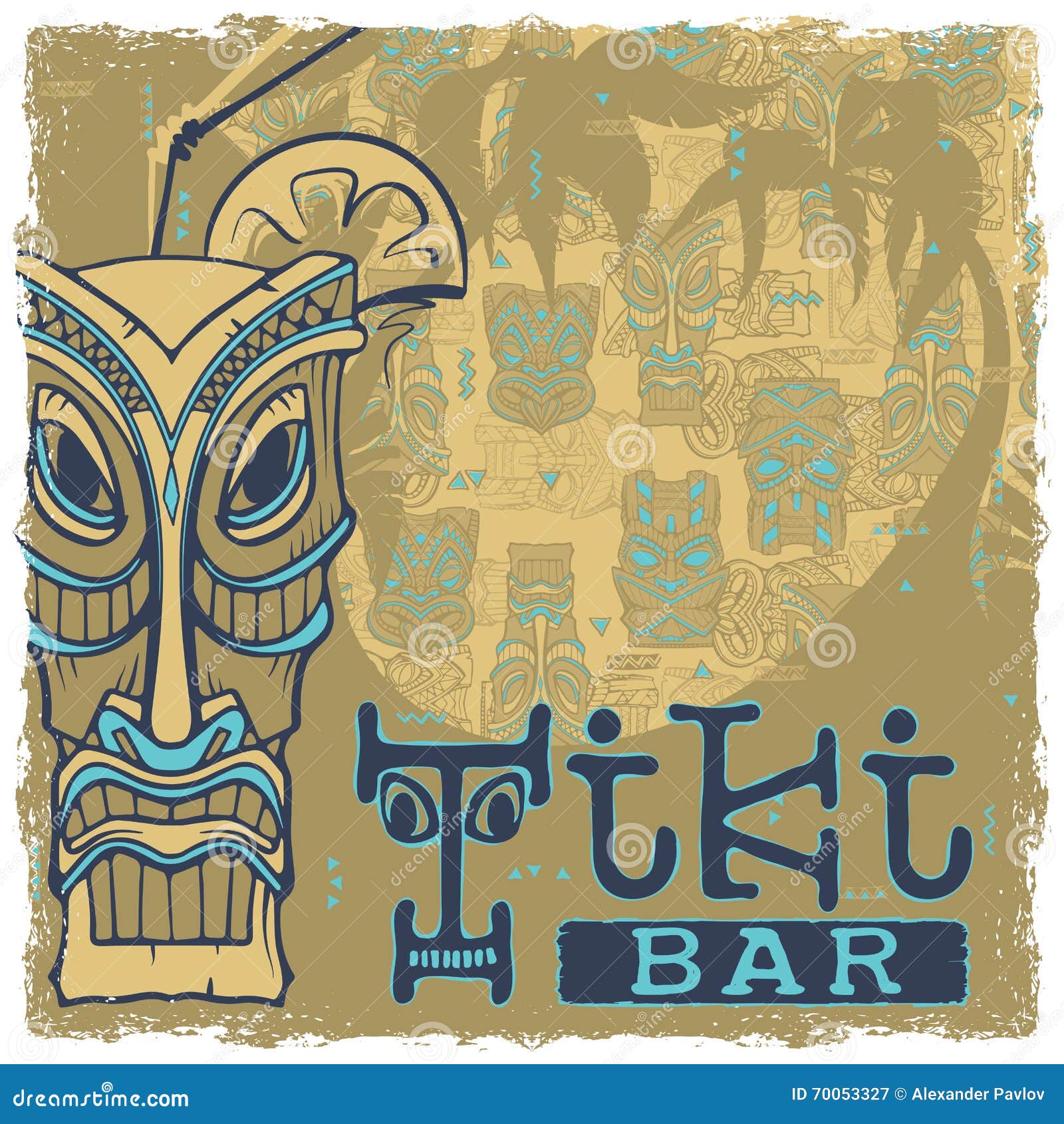 Tiki bar sign stock vector. Illustration of nature, ornament - 70053327