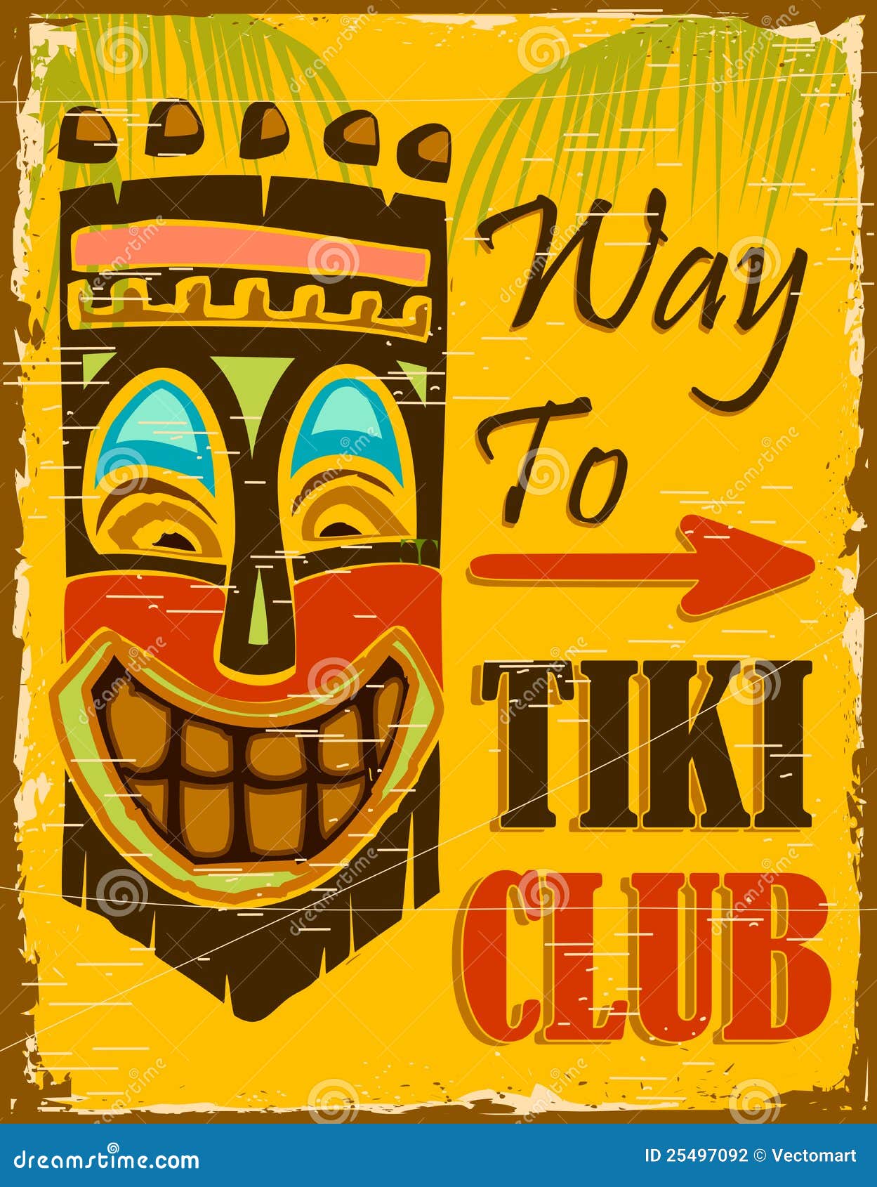 Tiki Lounge. Summer Surfing Bar Tropical Poster Vector Illustration ...