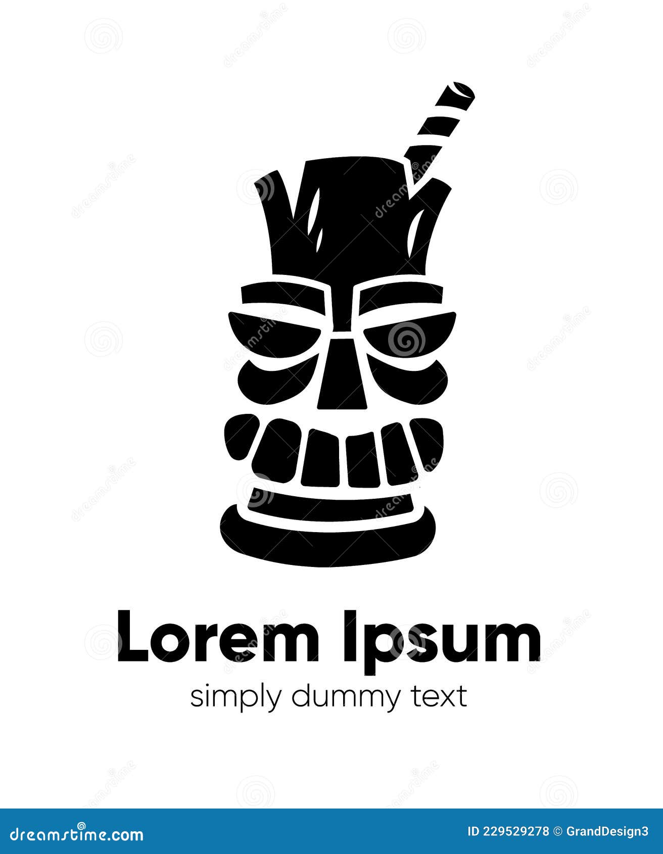 Tiki Figurine Logo Black and White. Vector Image. Stock Illustration ...