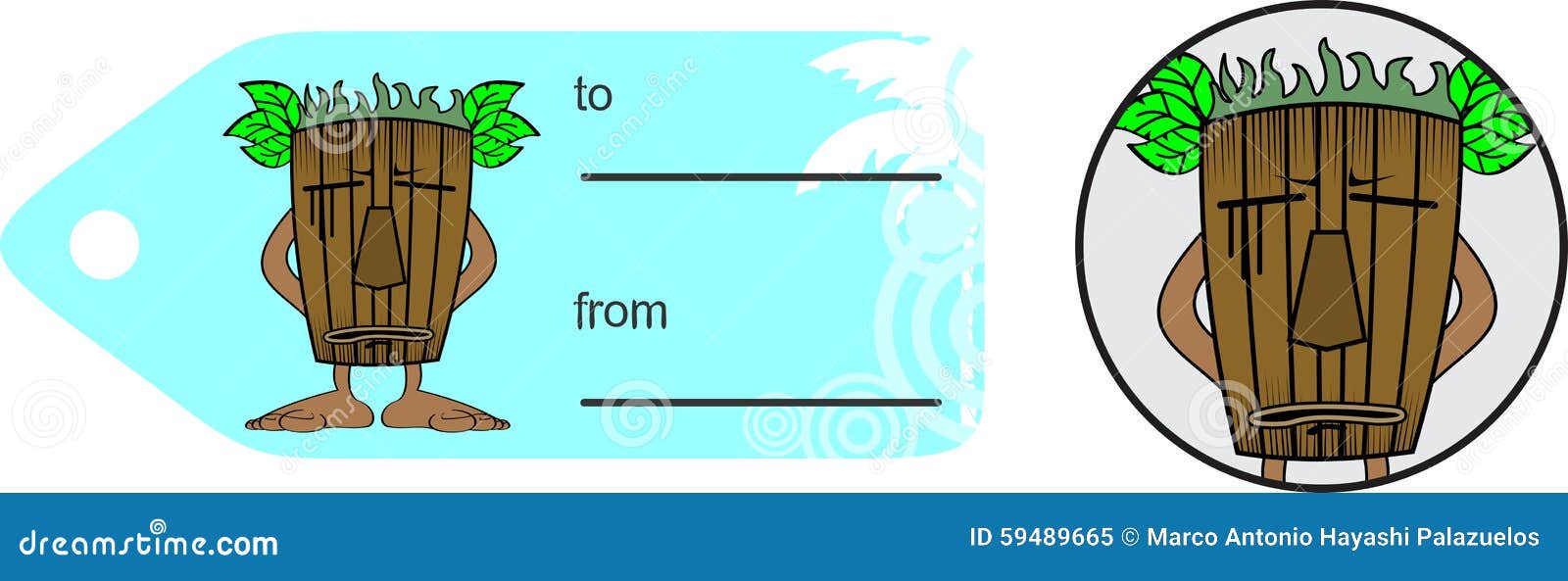 Tiki Hawaiian Mask Sad Cartoon Giftcard Stock Vector - Illustration of ...