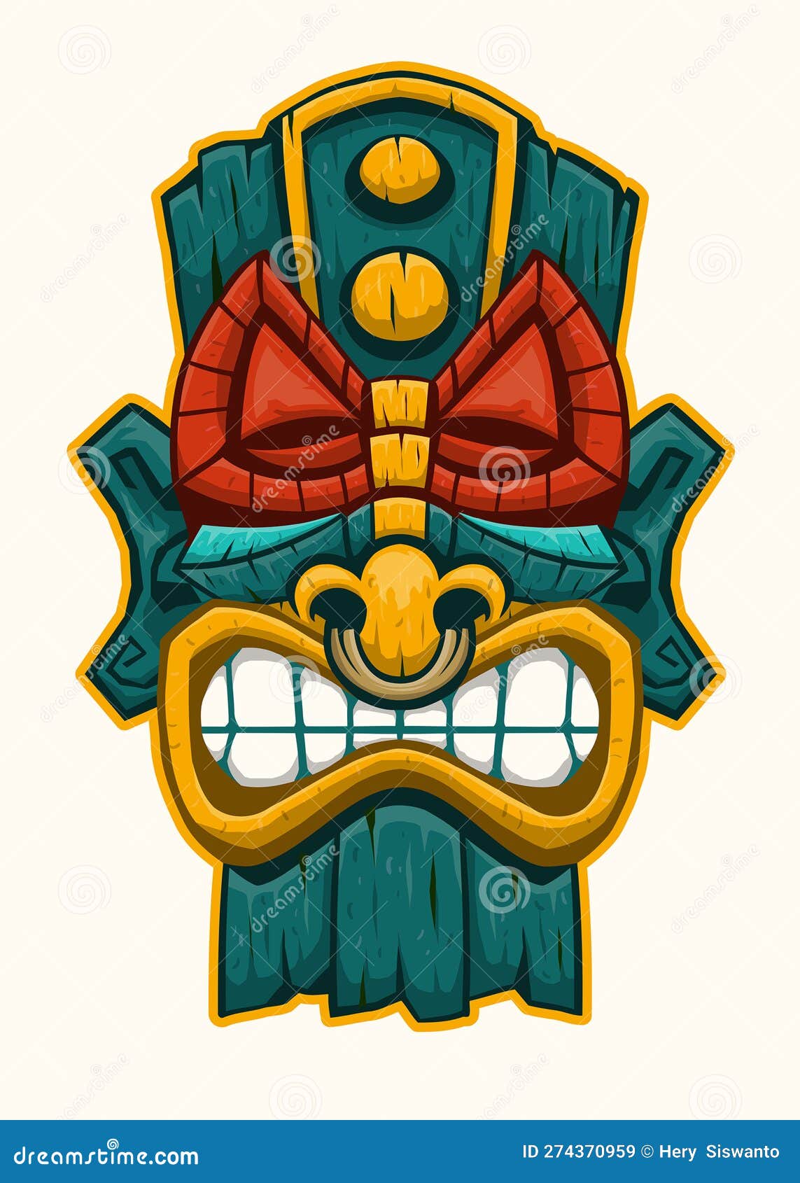 Mask Tribe Culture Traditional Rural Inland Ethnic Mascot Cartoon Line ...