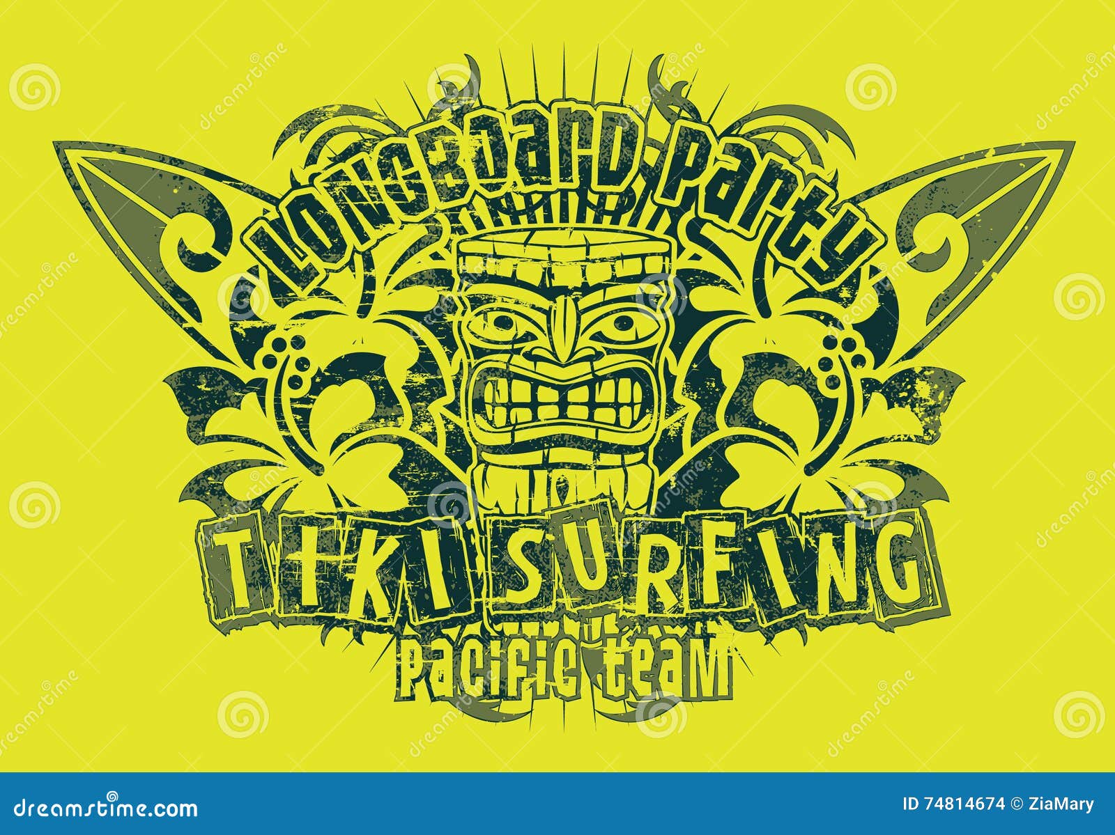 Tiki surfing team stock vector. Illustration of hawaii - 74814674