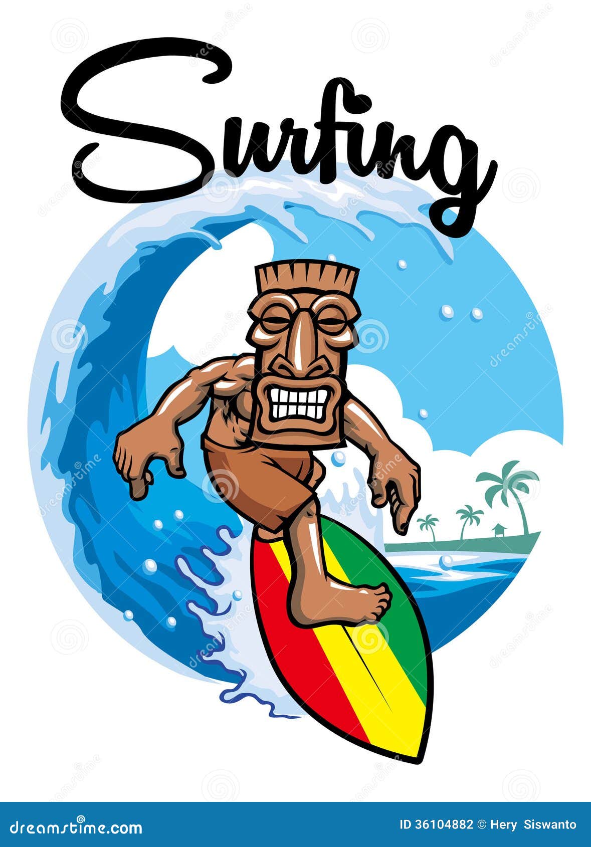 Tiki surfing stock vector. Illustration of crash, mask - 36104882