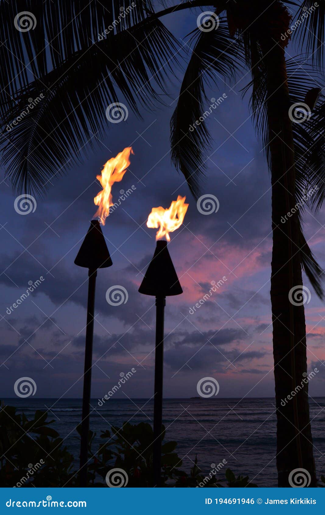 Tiki Torches On Beach
