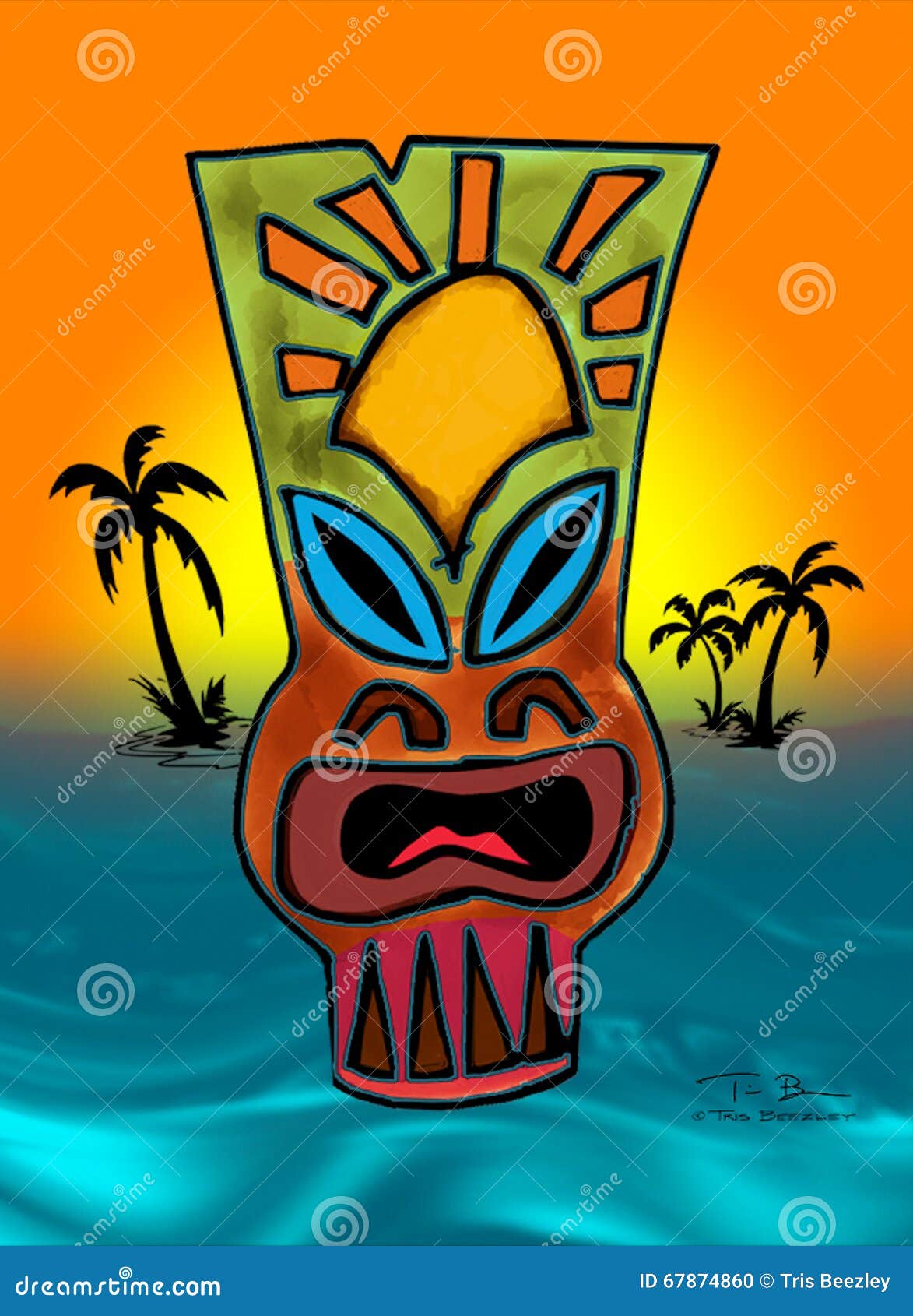 Tiki Totem stock illustration. Illustration of digital - 67874860