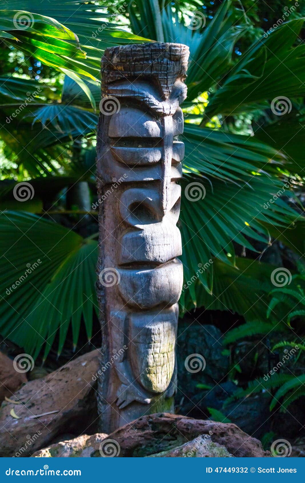 Tiki stock photo. Image of hawaii, totem, tiki, fern - 47449332