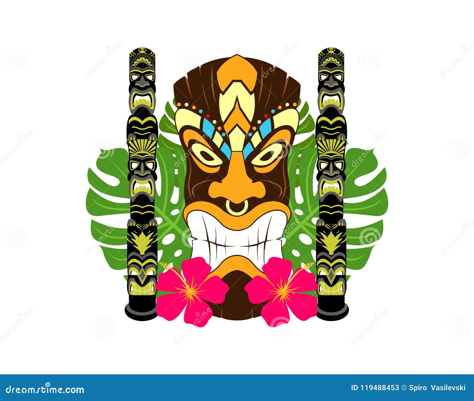 Tiki Totems stock vector. Illustration of hawaii, historic - 119488453