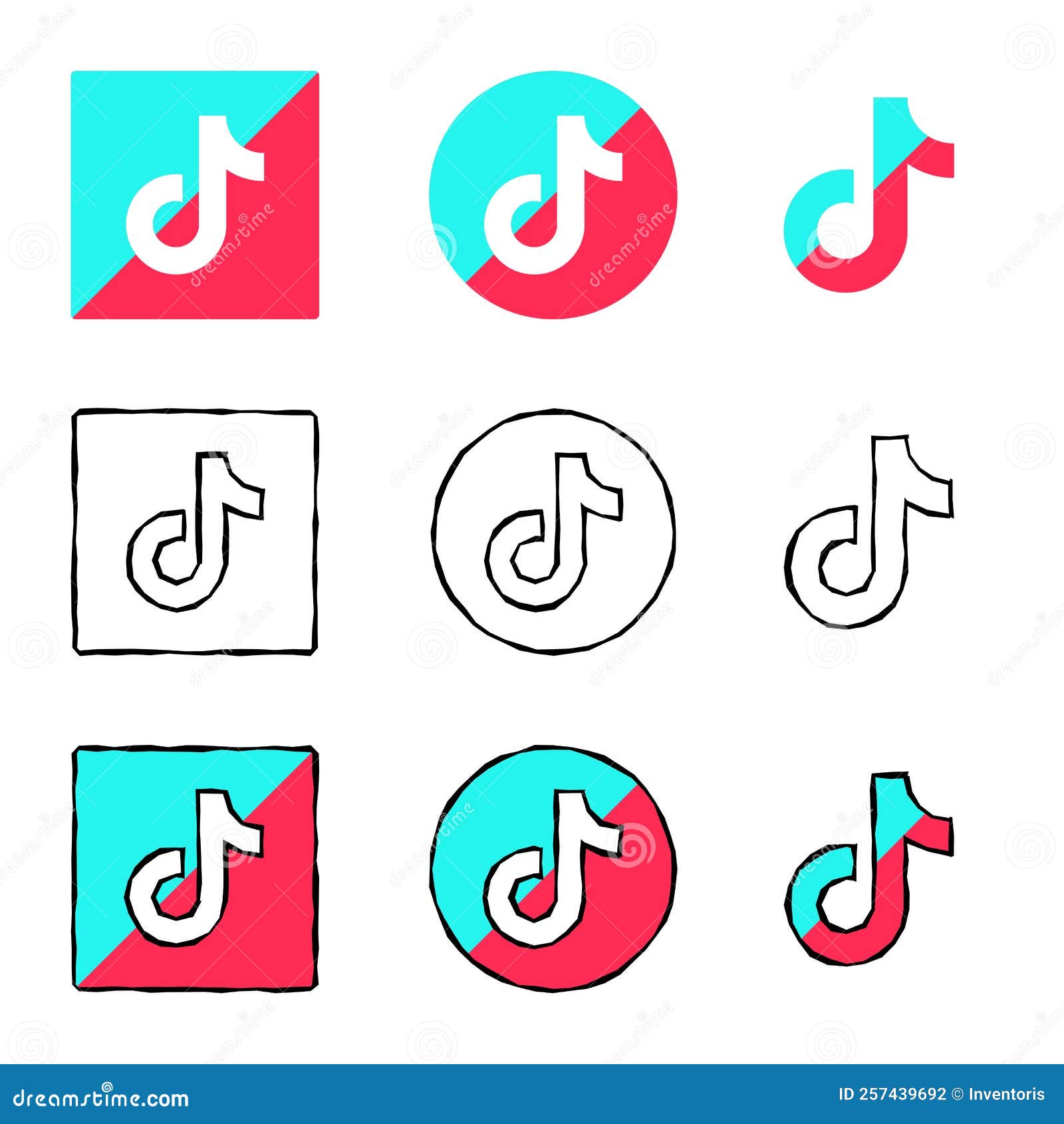 Tiktok Vector Social Media Set Icon Instagram Logo Illustration Editorial Photography