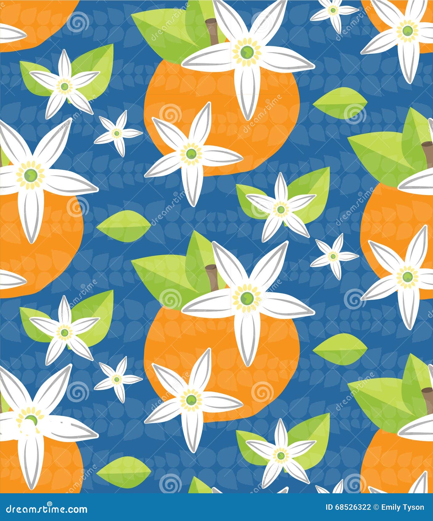Tilable Orange Blossom Vector Pattern | CartoonDealer.com #68526322