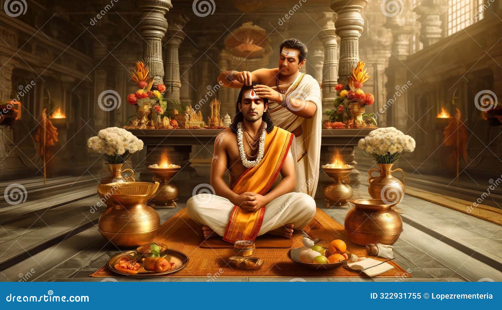 Tilaka Ceremony with Hindu Priest Applying Sacred Mark on Devotee Stock ...