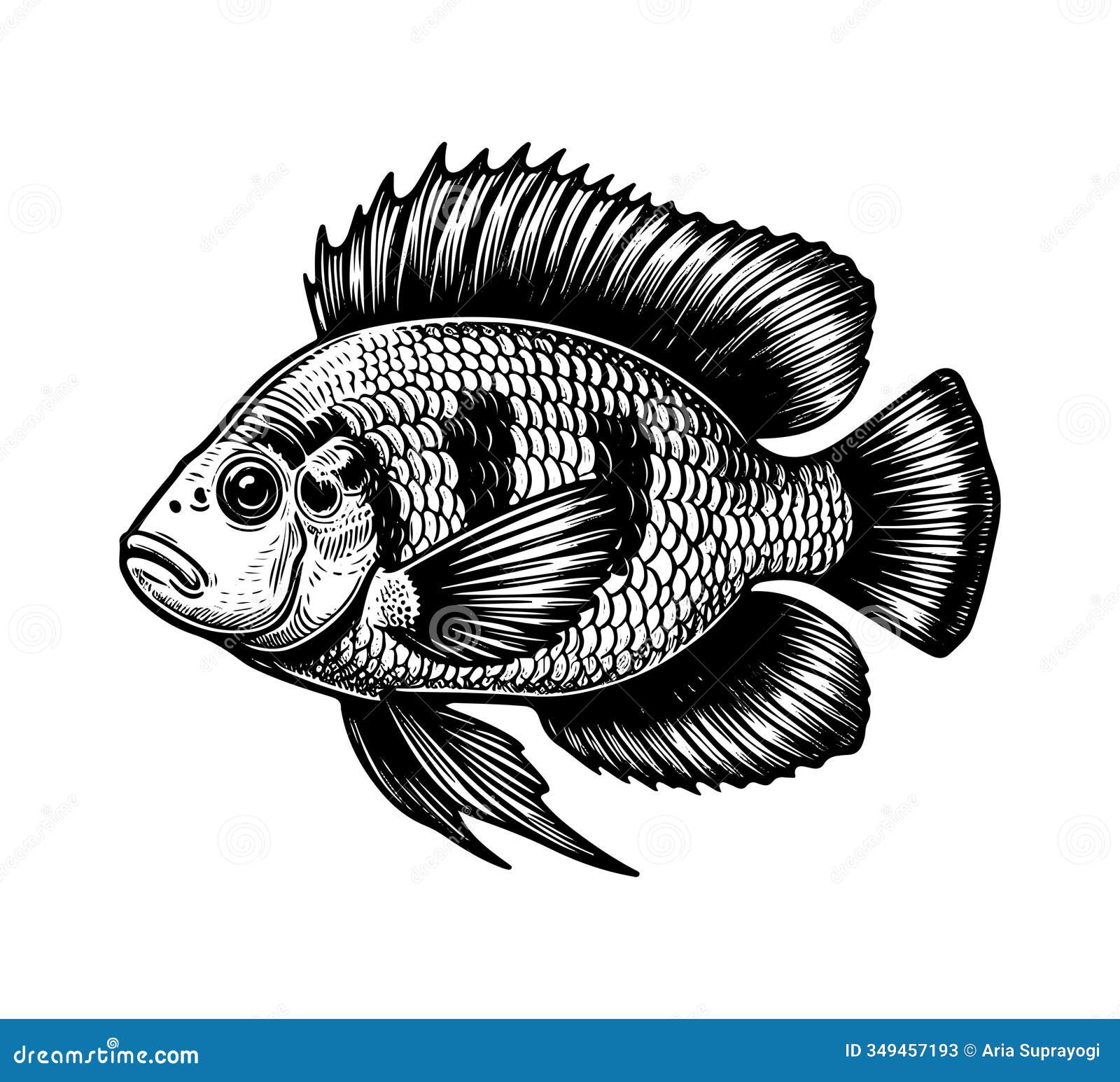Tilapia Hand Drawn Vector Vintage Stock Illustration - Illustration of ...