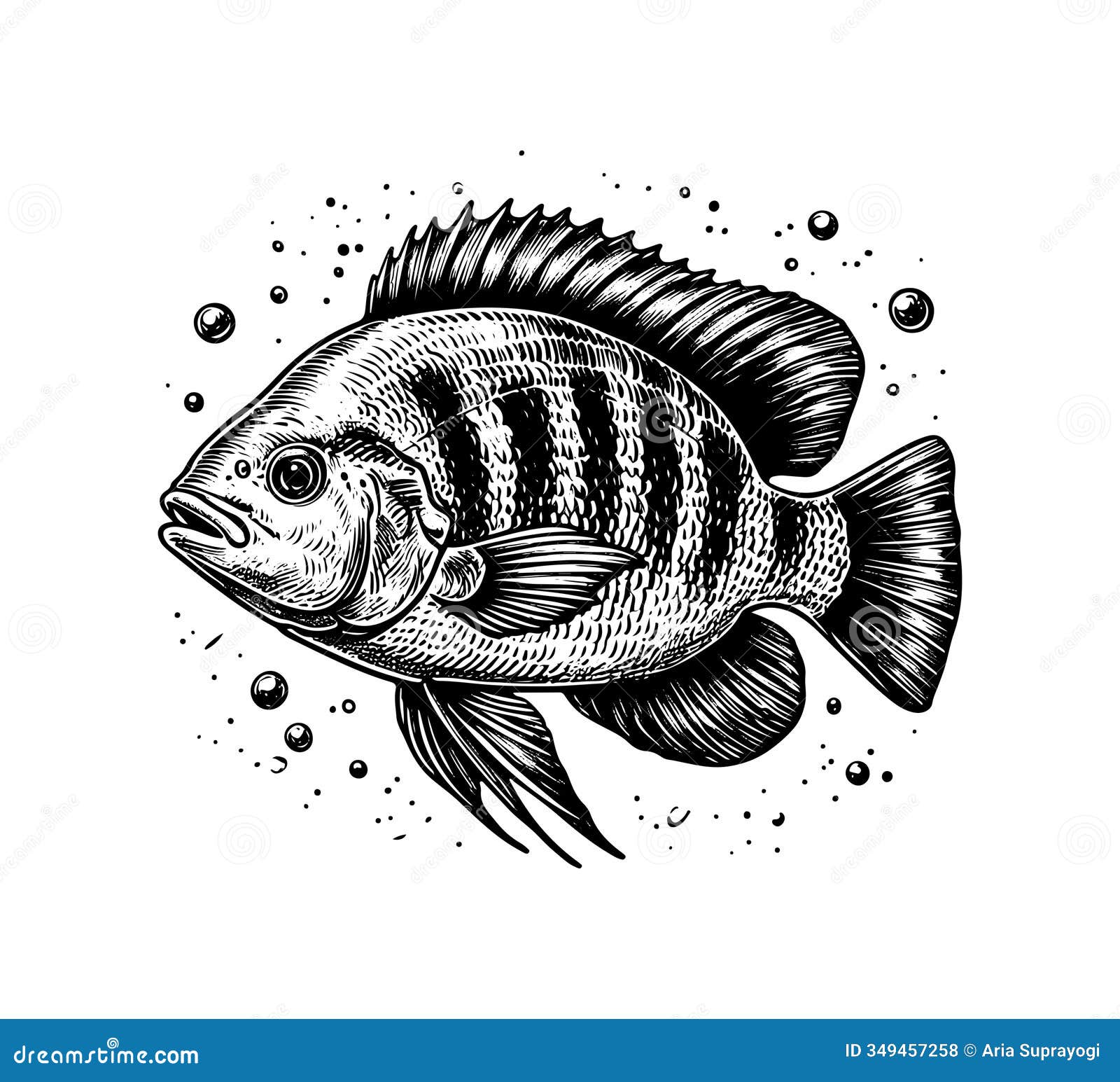 Tilapia Hand Drawn Vector Vintage Stock Illustration - Illustration of ...