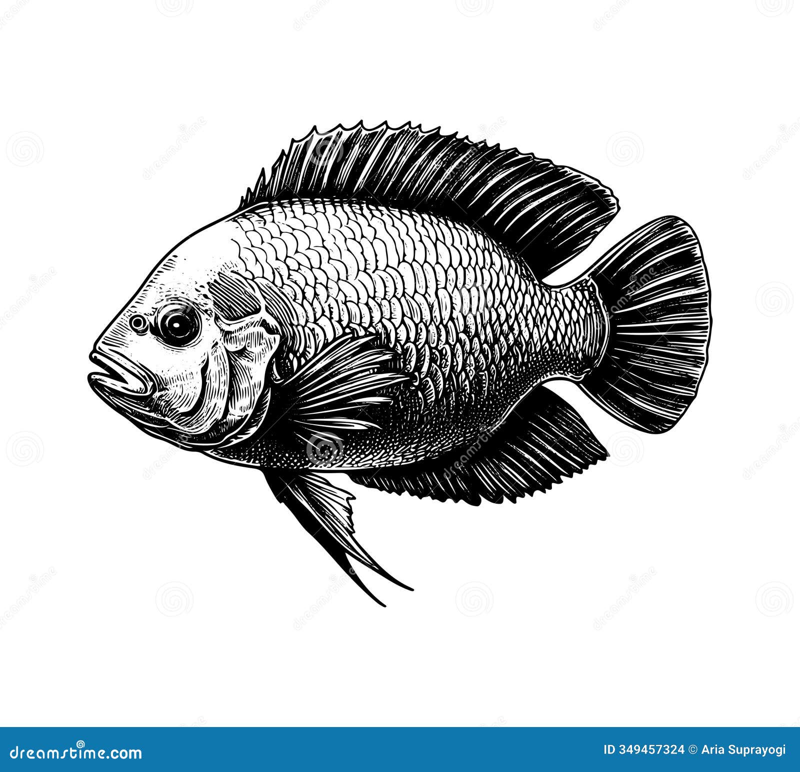 Tilapia Hand Drawn Vector Vintage Stock Illustration - Illustration of ...