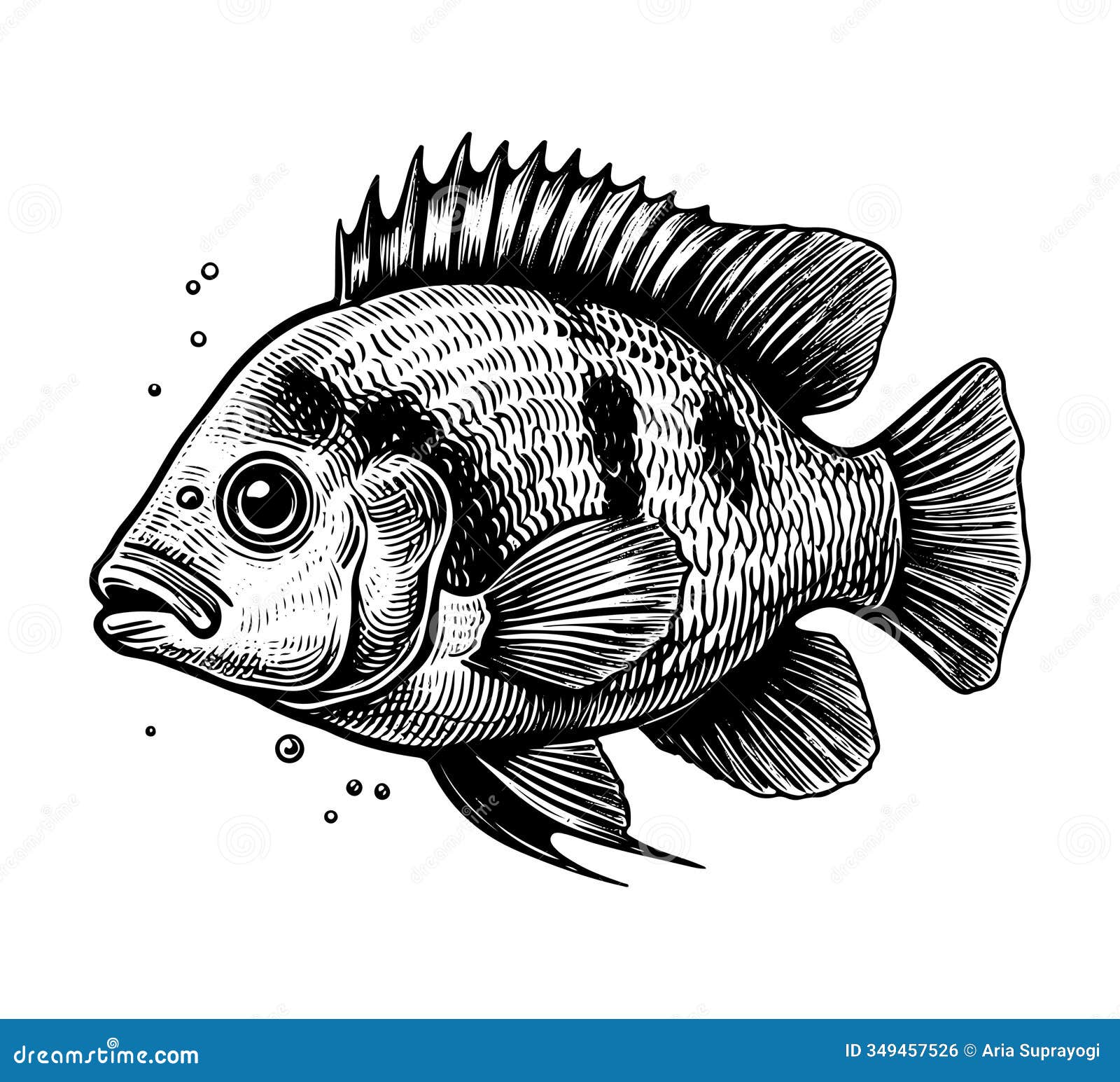 Tilapia Hand Drawn Vector Vintage Stock Illustration - Illustration of ...