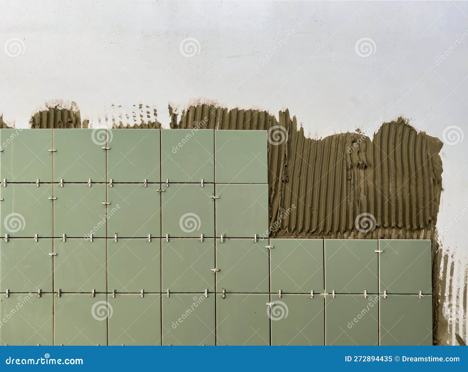 Tile Adhesive is Applied To the Wall for Laying Ceramic Tiles ...