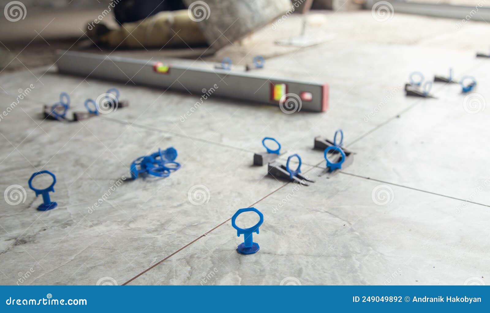 Tile Alignment System. Renovating the Floor Stock Photo - Image of ...