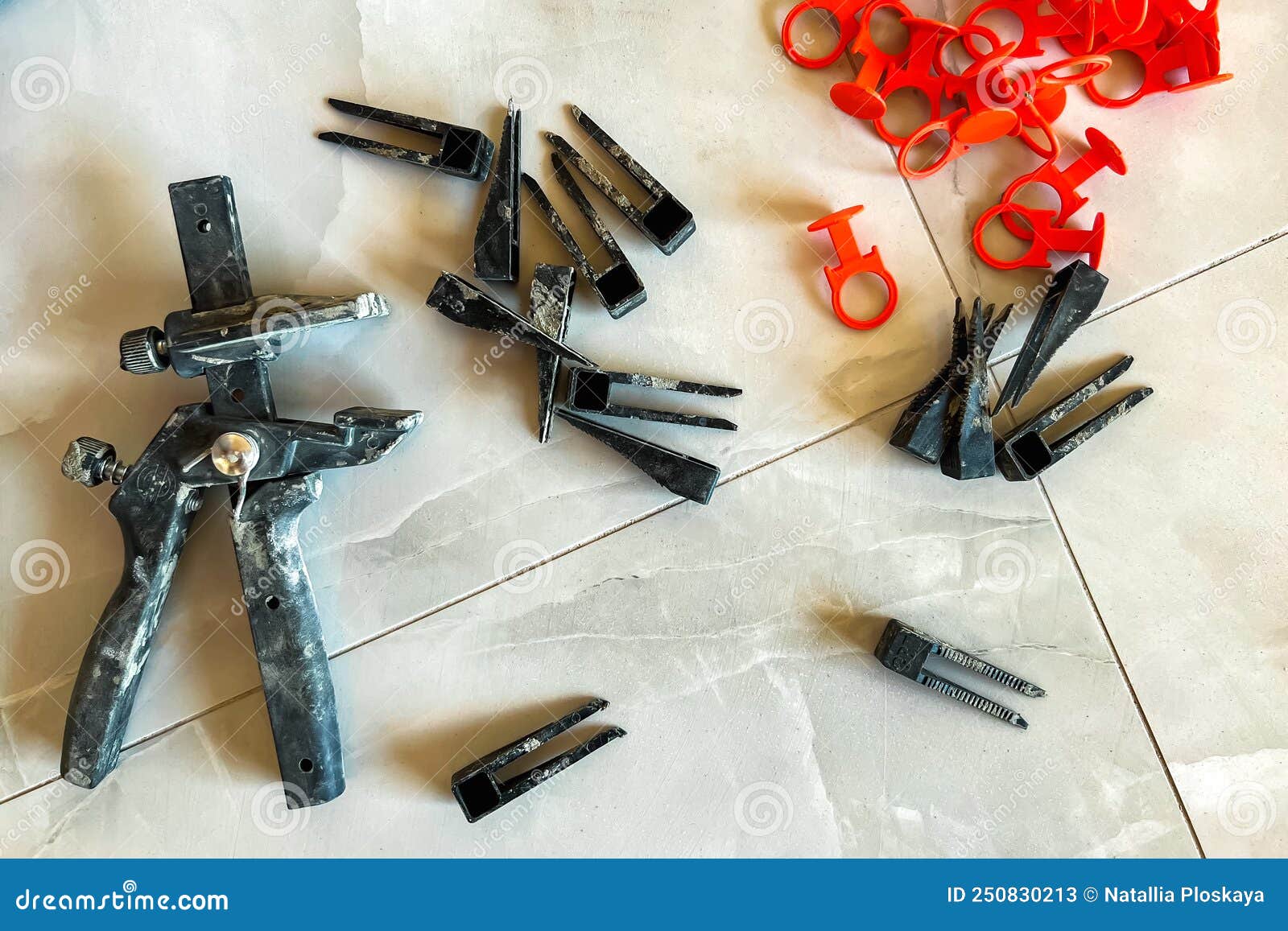 Tile Alignment System. Renovating the Floor. Stock Image - Image of ...