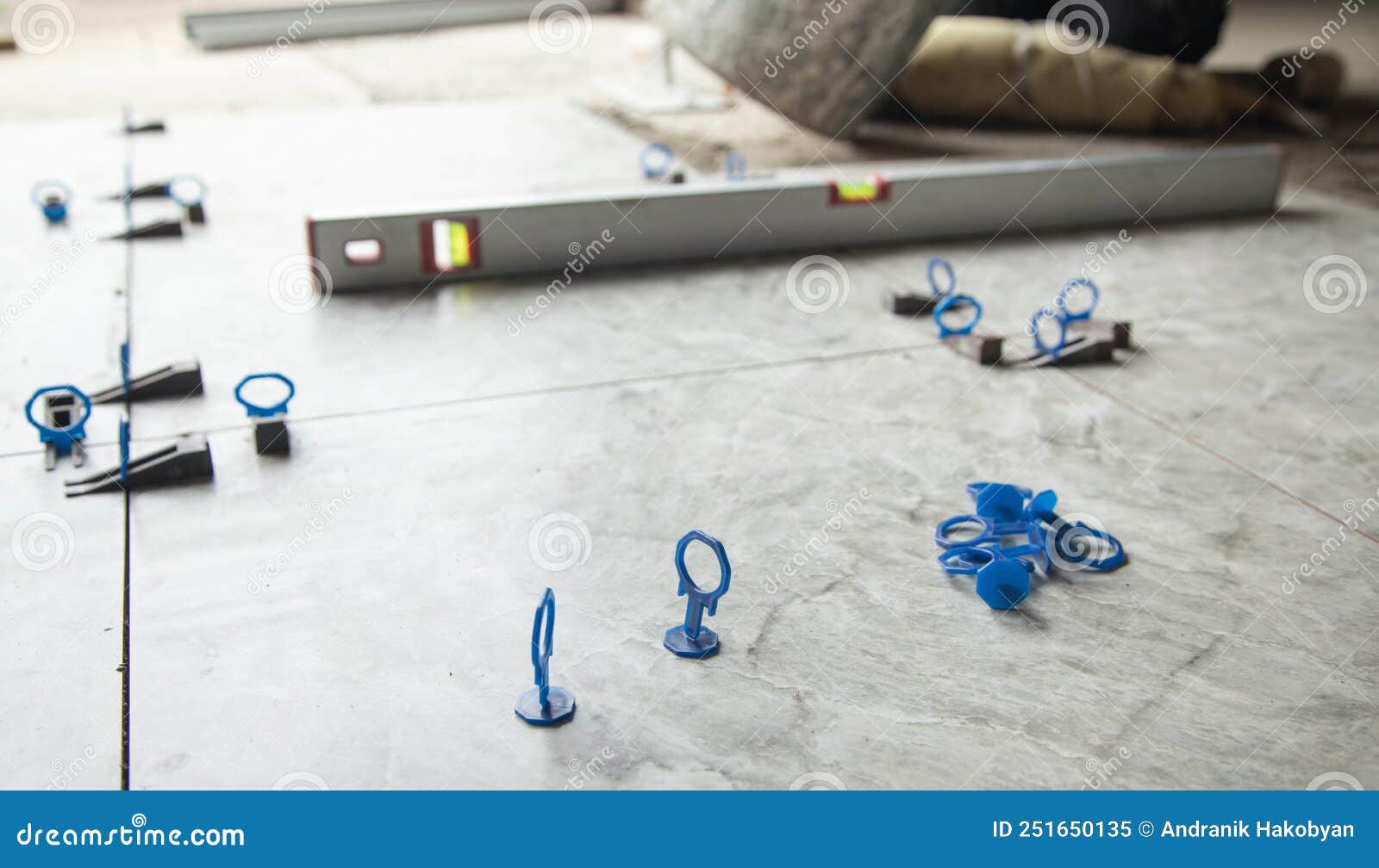 Tile Alignment System. Renovating the Floor Stock Image - Image of ...