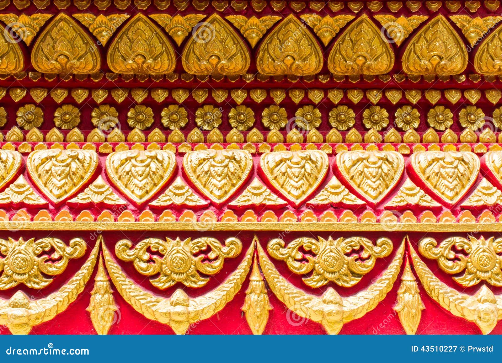Tile Art on the Temple Wall, Thai Style Stock Image - Image of grand ...