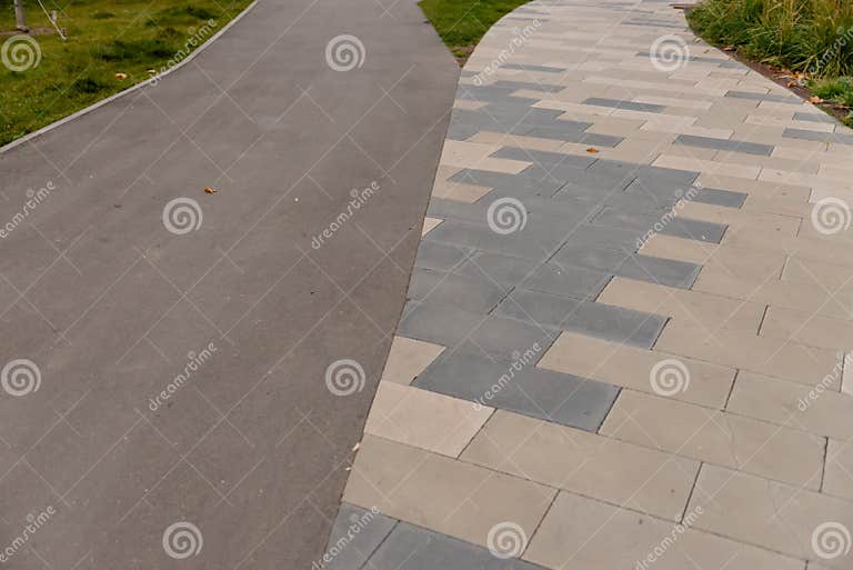 Tile and Asphalt Combination in the Yard Stock Image - Image of asphalt ...