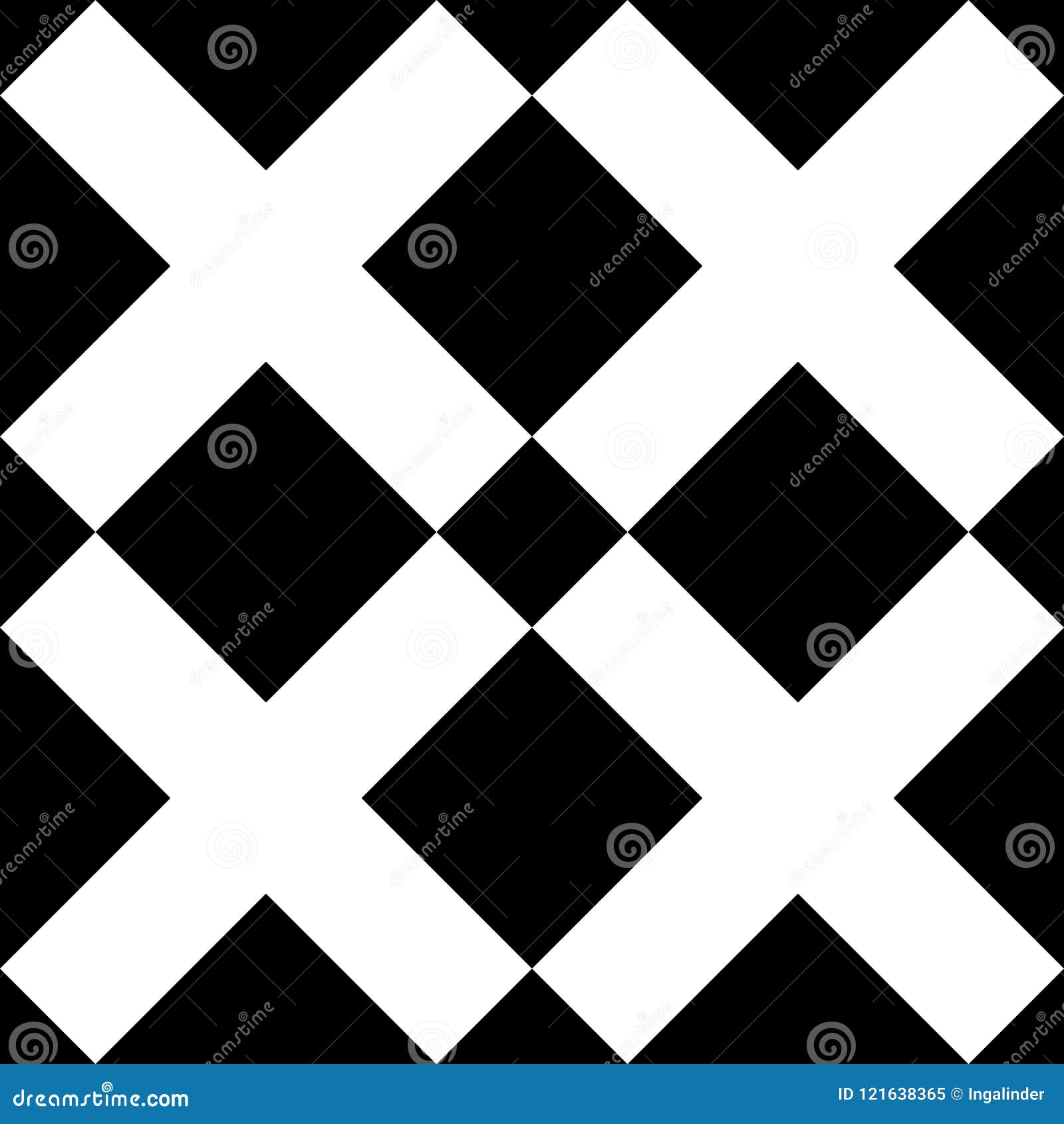 Tile Black and White X Cross Vector Pattern Stock Vector - Illustration ...