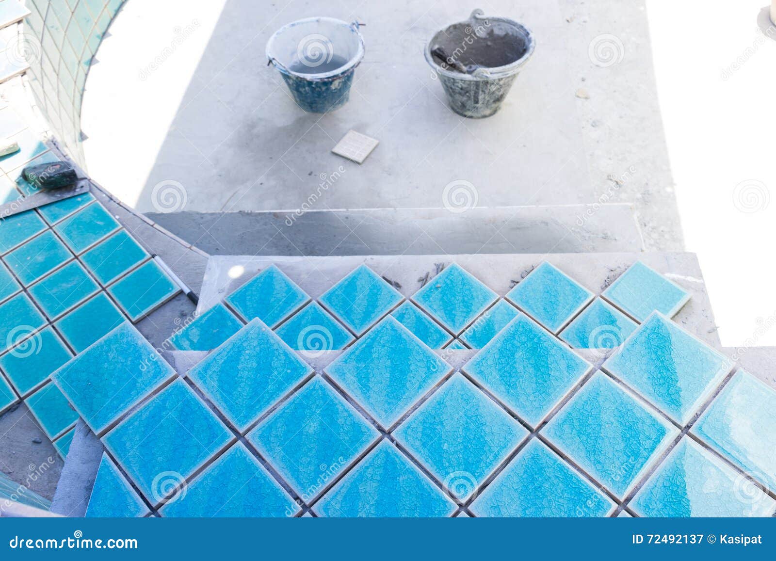 Tile builder swimming pool stock image. Image of handwork - 72492137