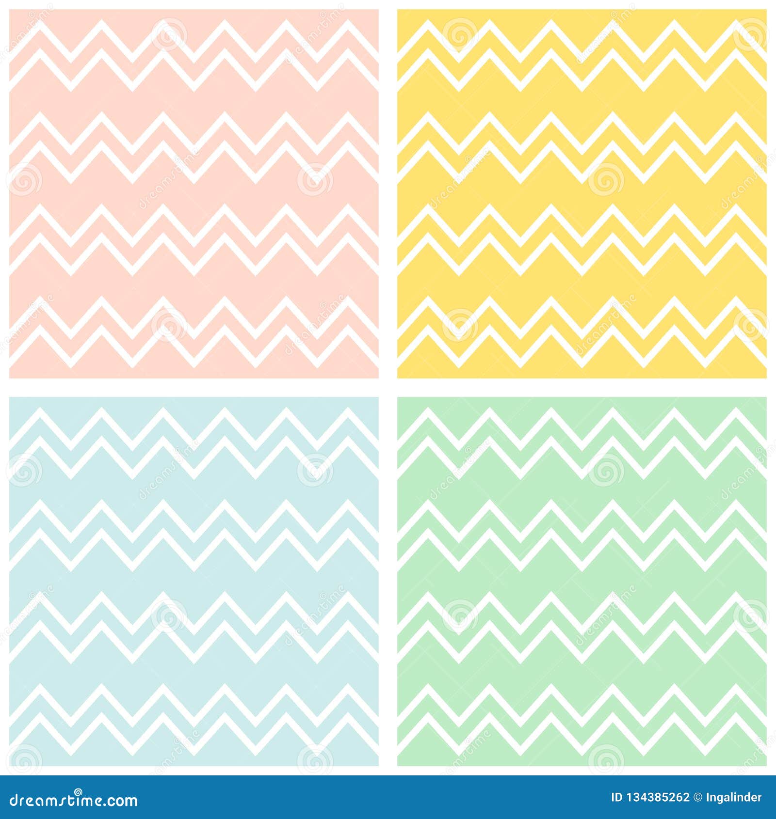 Tile Chevron Vector Pattern Set with Pastel Zig Zag Background Stock ...