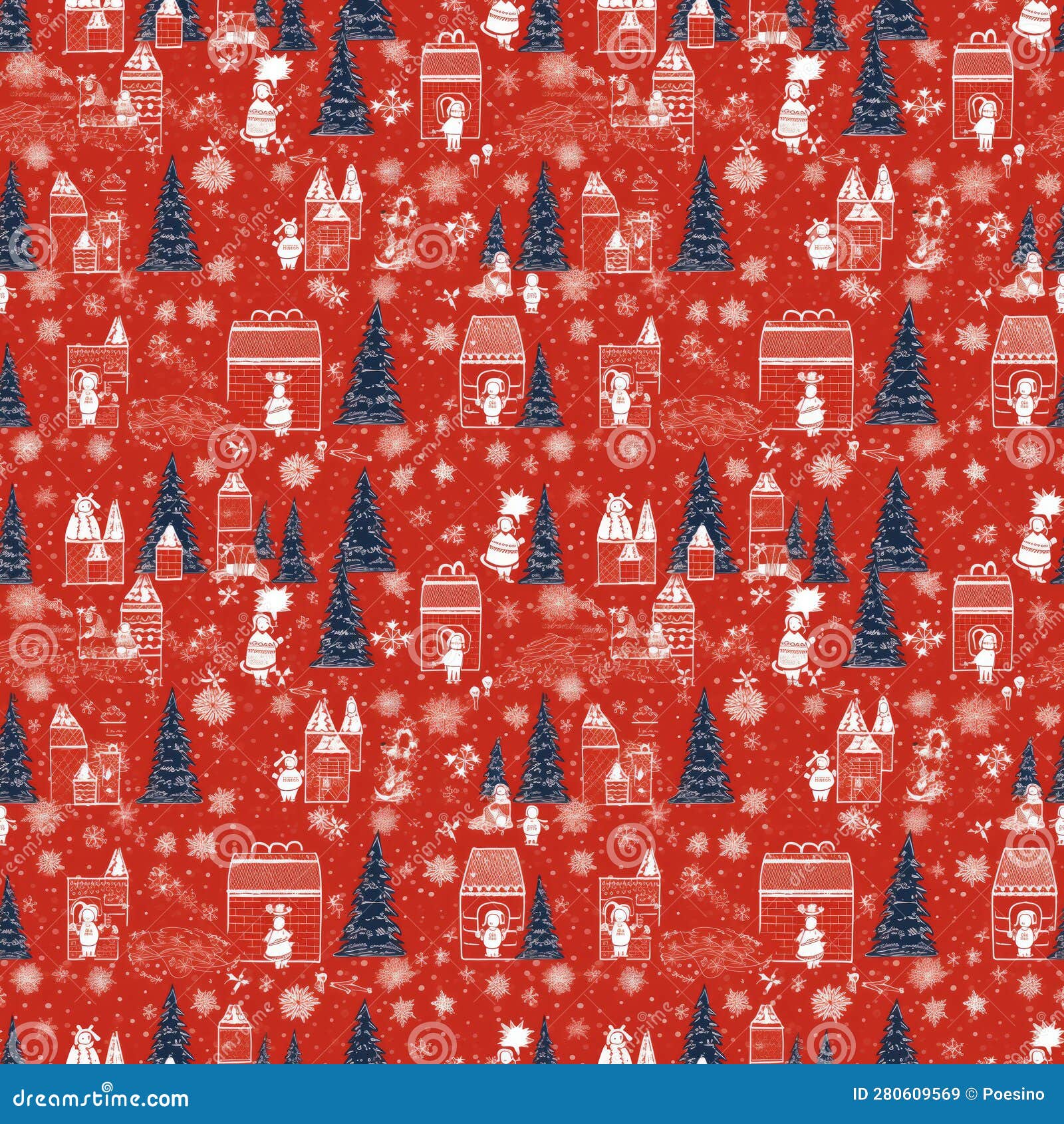 Tile - Christmas Trees and Figures (#2) 2x2 Multiple. Seamless Image ...