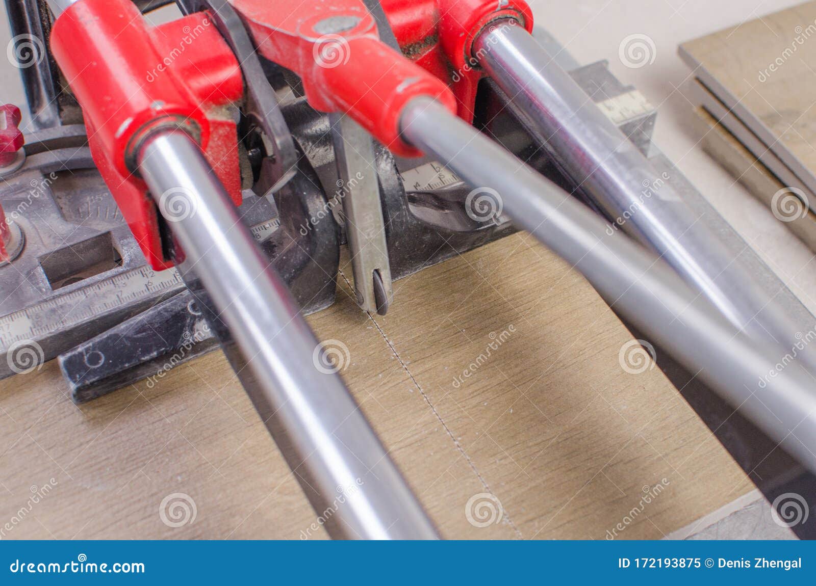 Tile Cutter with Ceramic Tiles and Ruler Stock Image - Image of ...