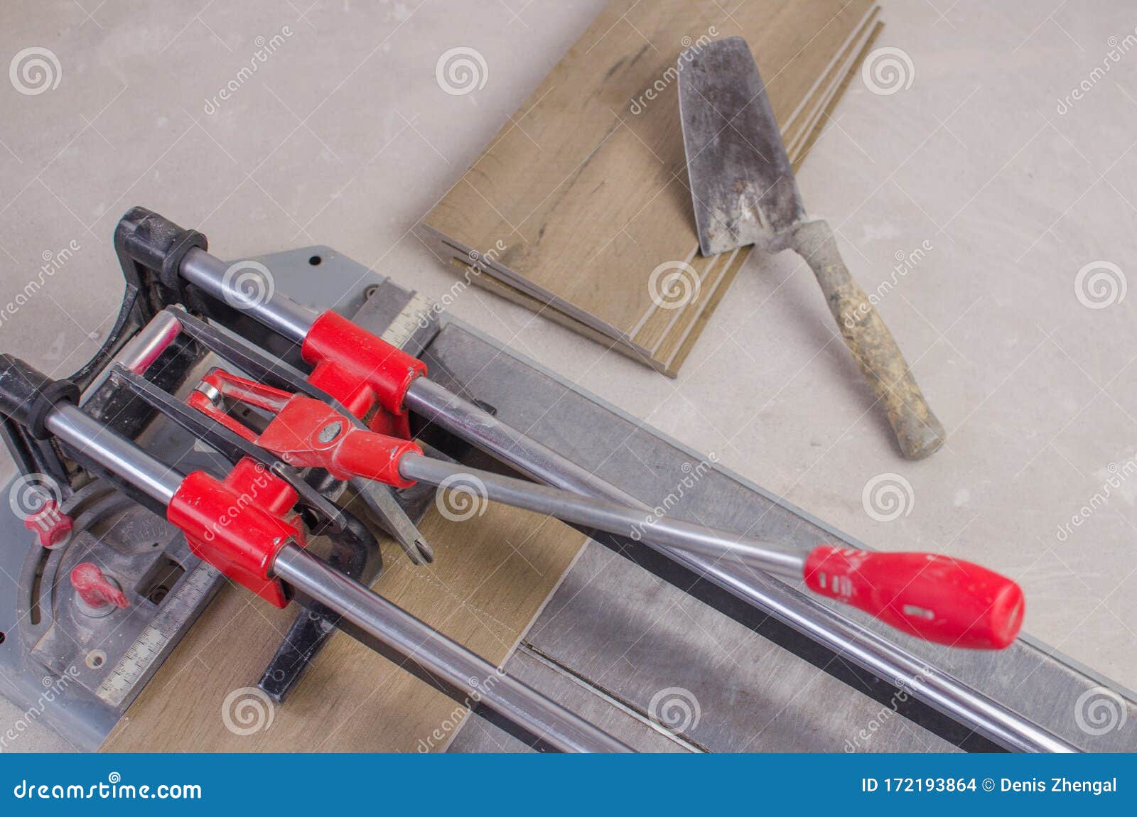 Tile Cutter with Ceramic Tiles and Ruler Stock Photo - Image of ...