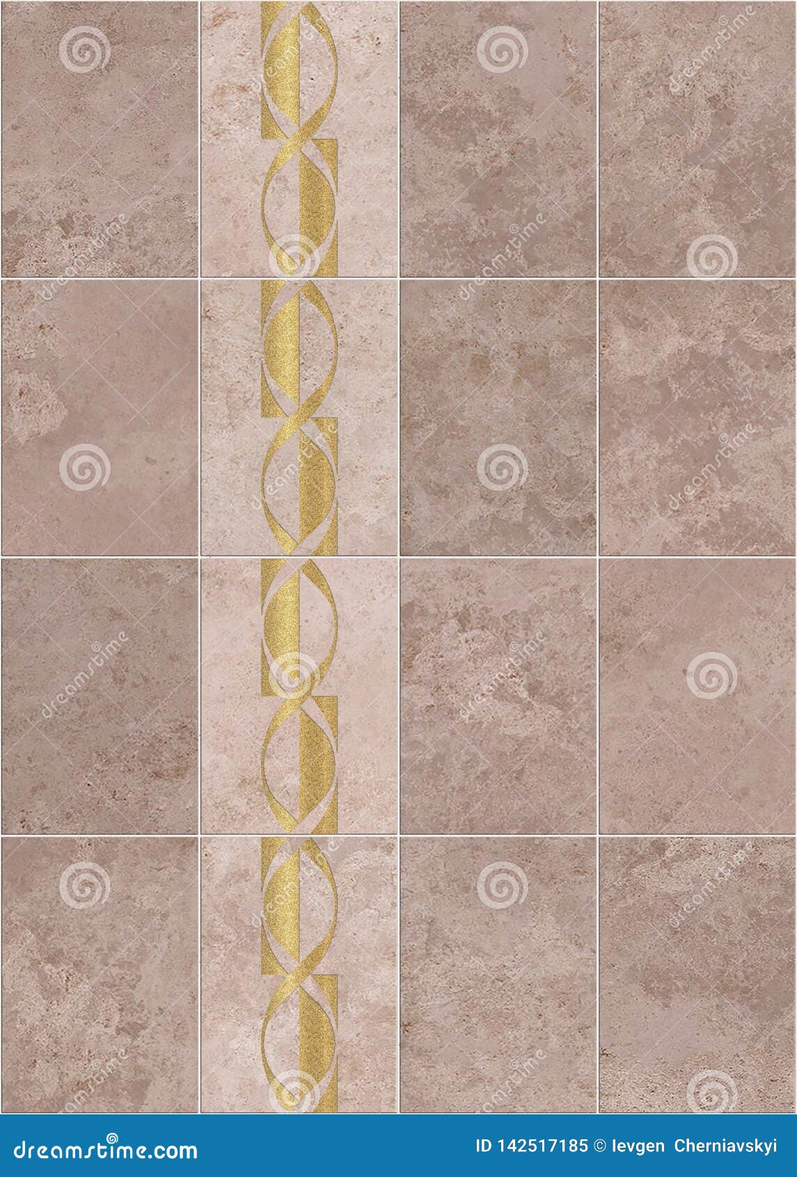 Tile with Decor, Seamless Texture Map for 3d Graphics Stock ...