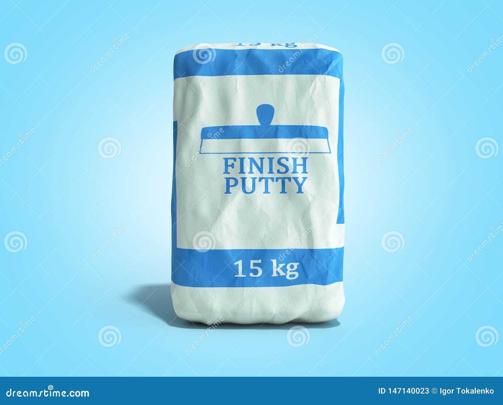 Tile Finish Putty in the Package Ceramic Glue 3d Render on Blue ...