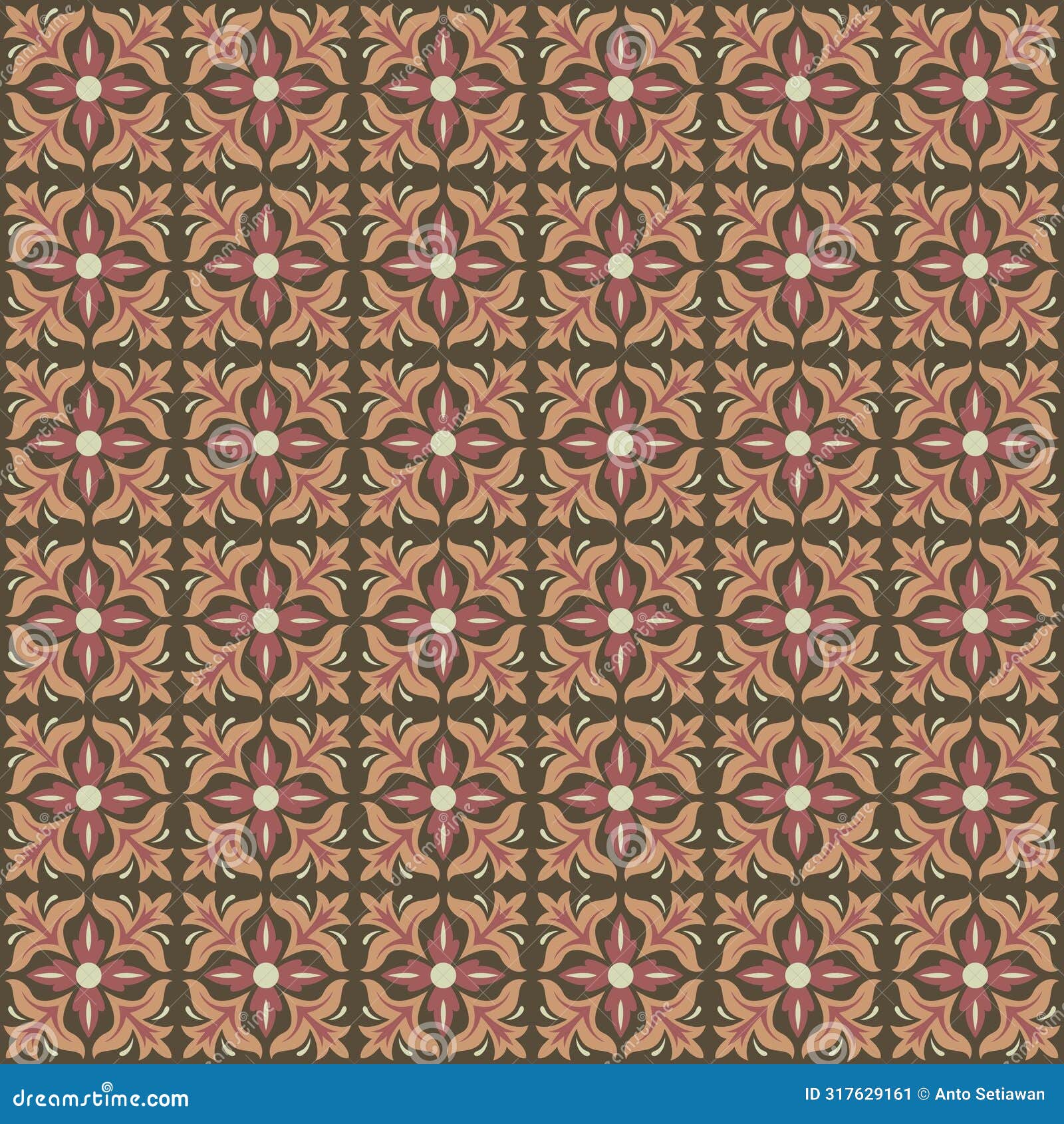 Tile Floor Seamless Pattern Design. Batik Background Stock Illustration ...