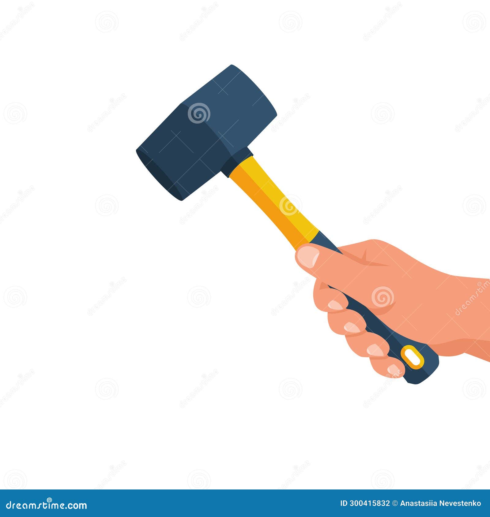 Tile Hammer in the Hands of a Tile Master. Hammer with Rubberized ...