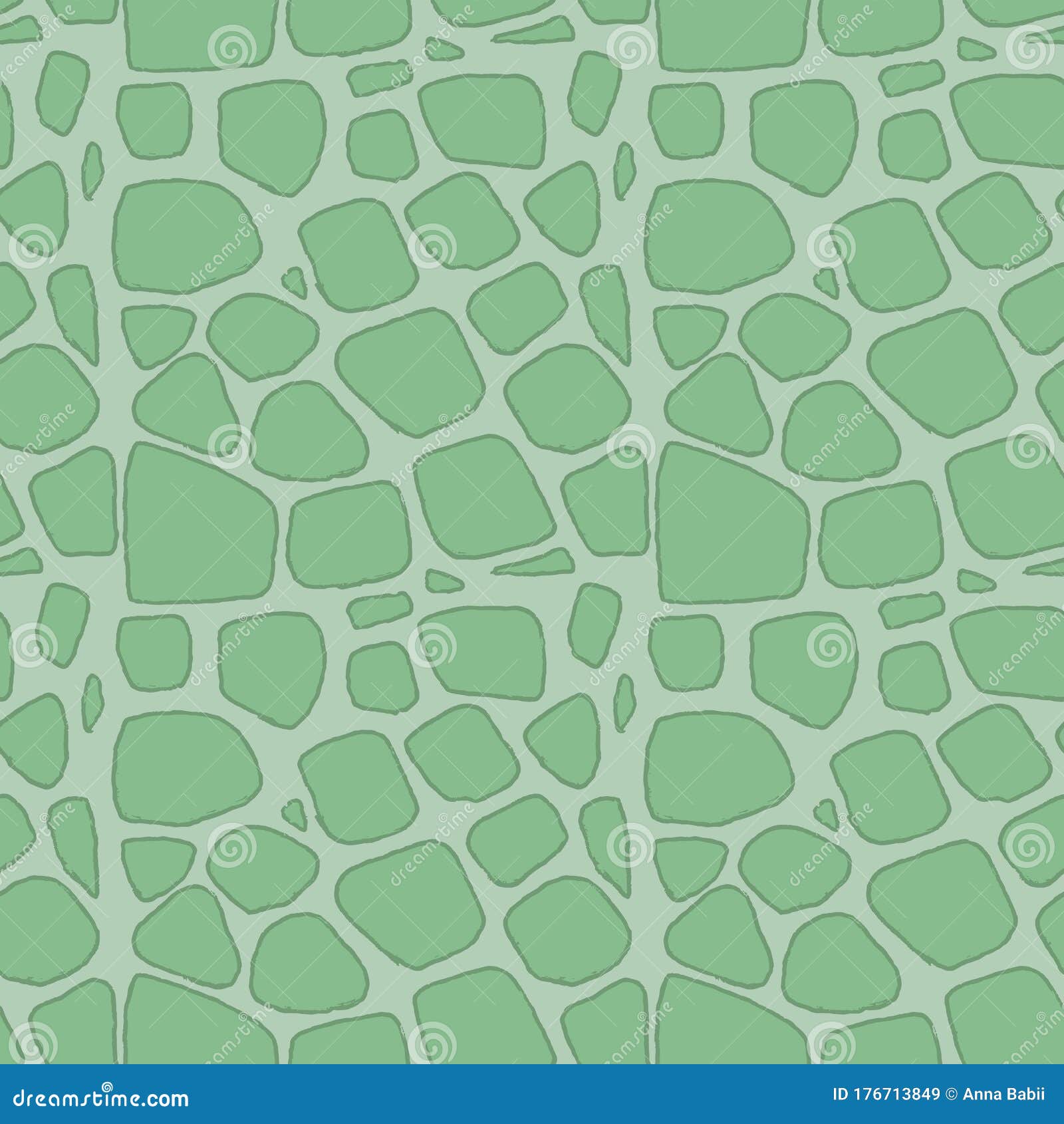 Tile Handdrawn Seamless Green Pattern. Vector Illustration. Stock ...