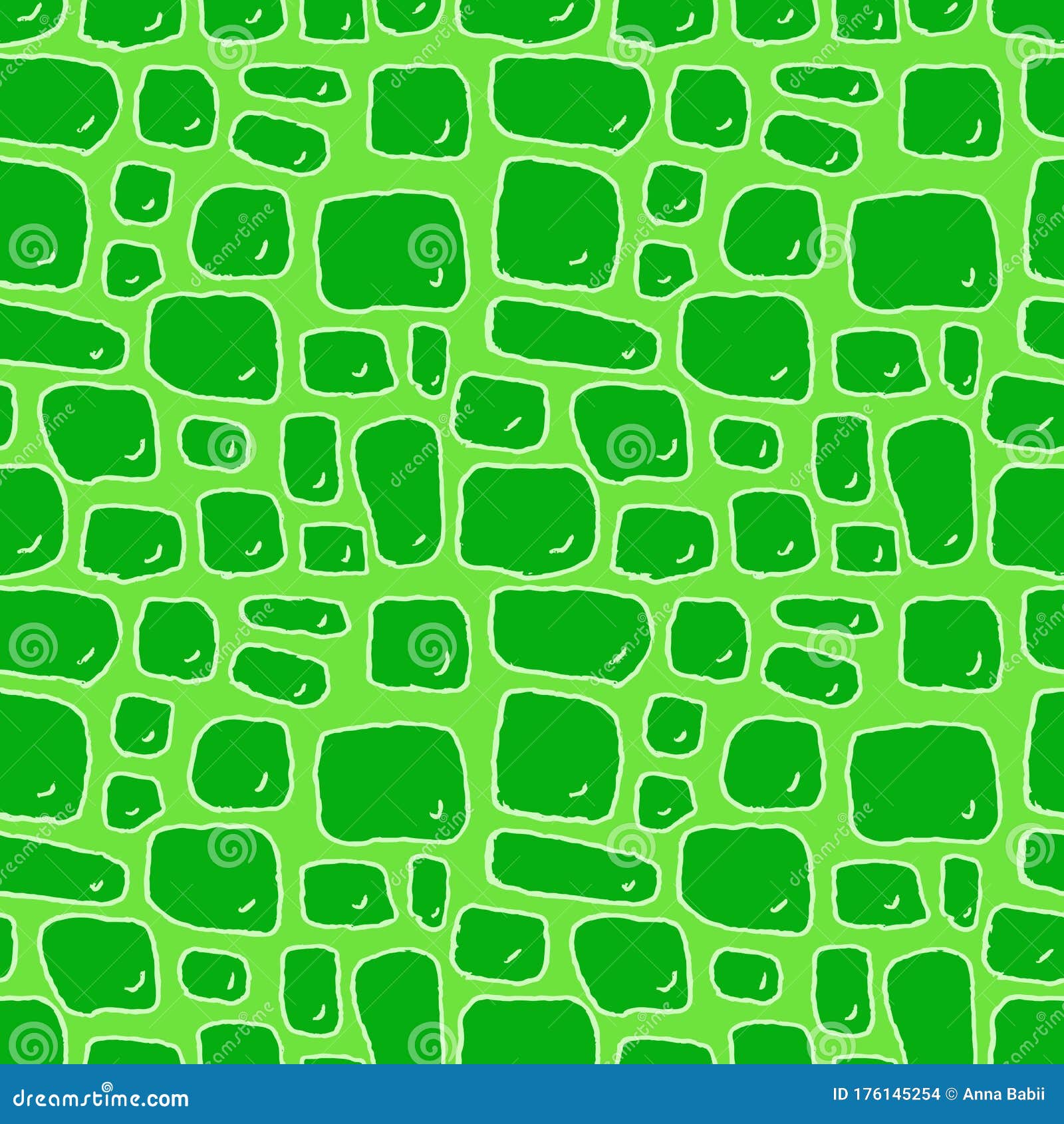 Tile Handdrawn Seamless Green Pattern. Vector Illustration. Stock ...