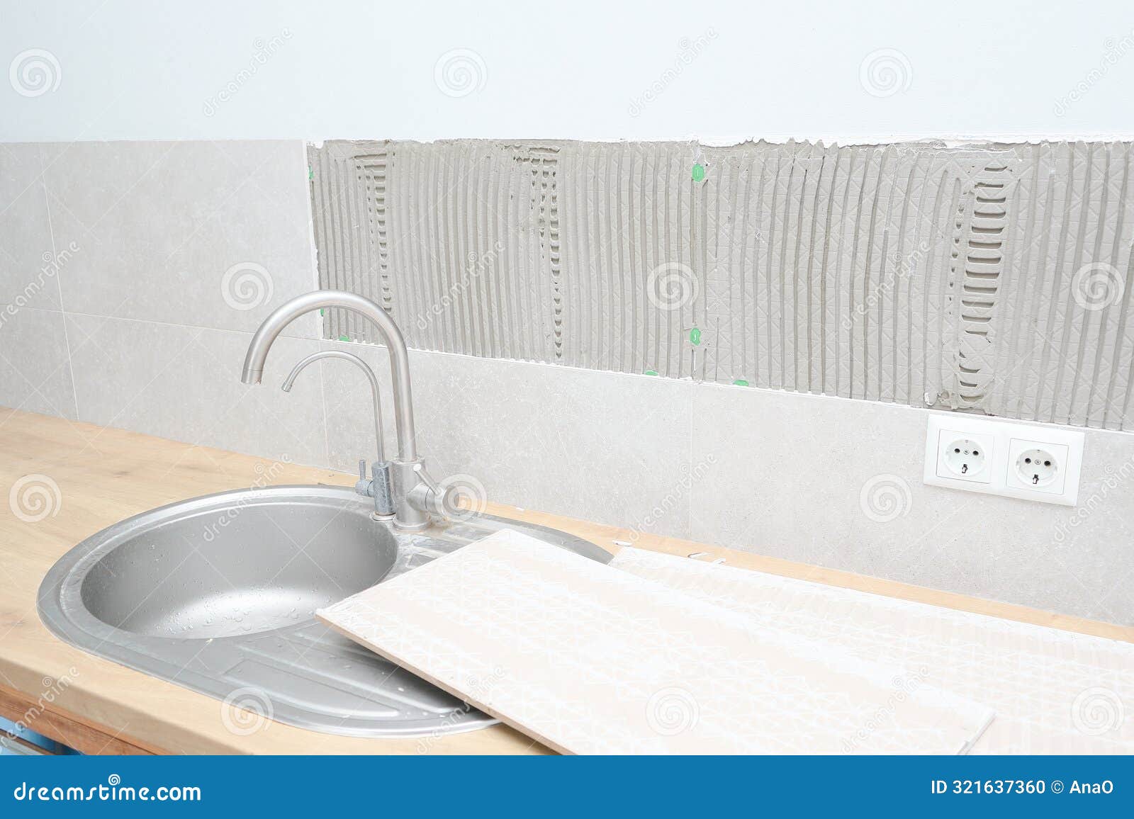 A Tile Has Fallen Off the Wall. Incorrect Installation of Porcelain ...