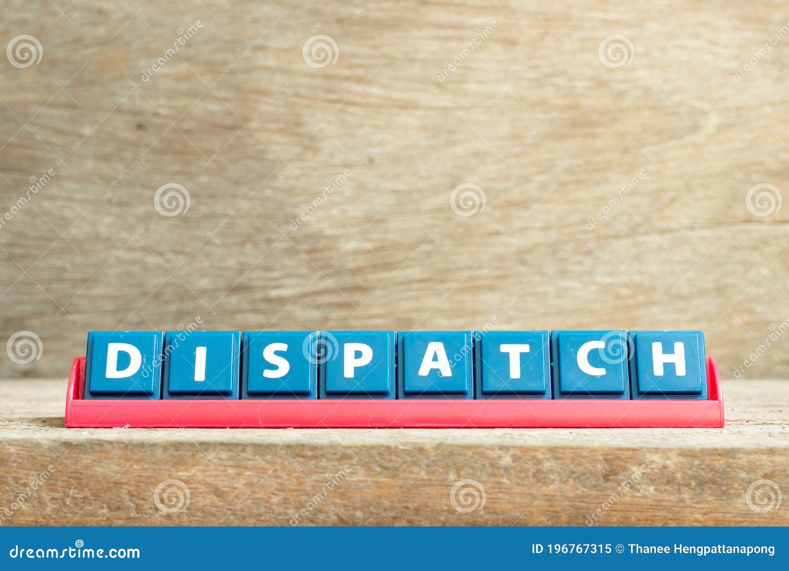 Tile Letter On Rack In Word Dispatch On Wood Background Royalty-Free ...