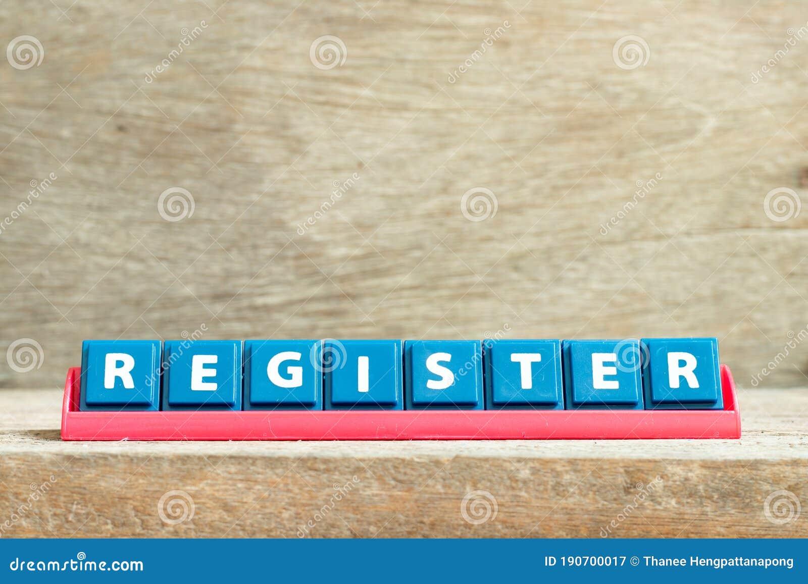 Tile Letter on Rack in Word Register on Wood Background Stock Image ...