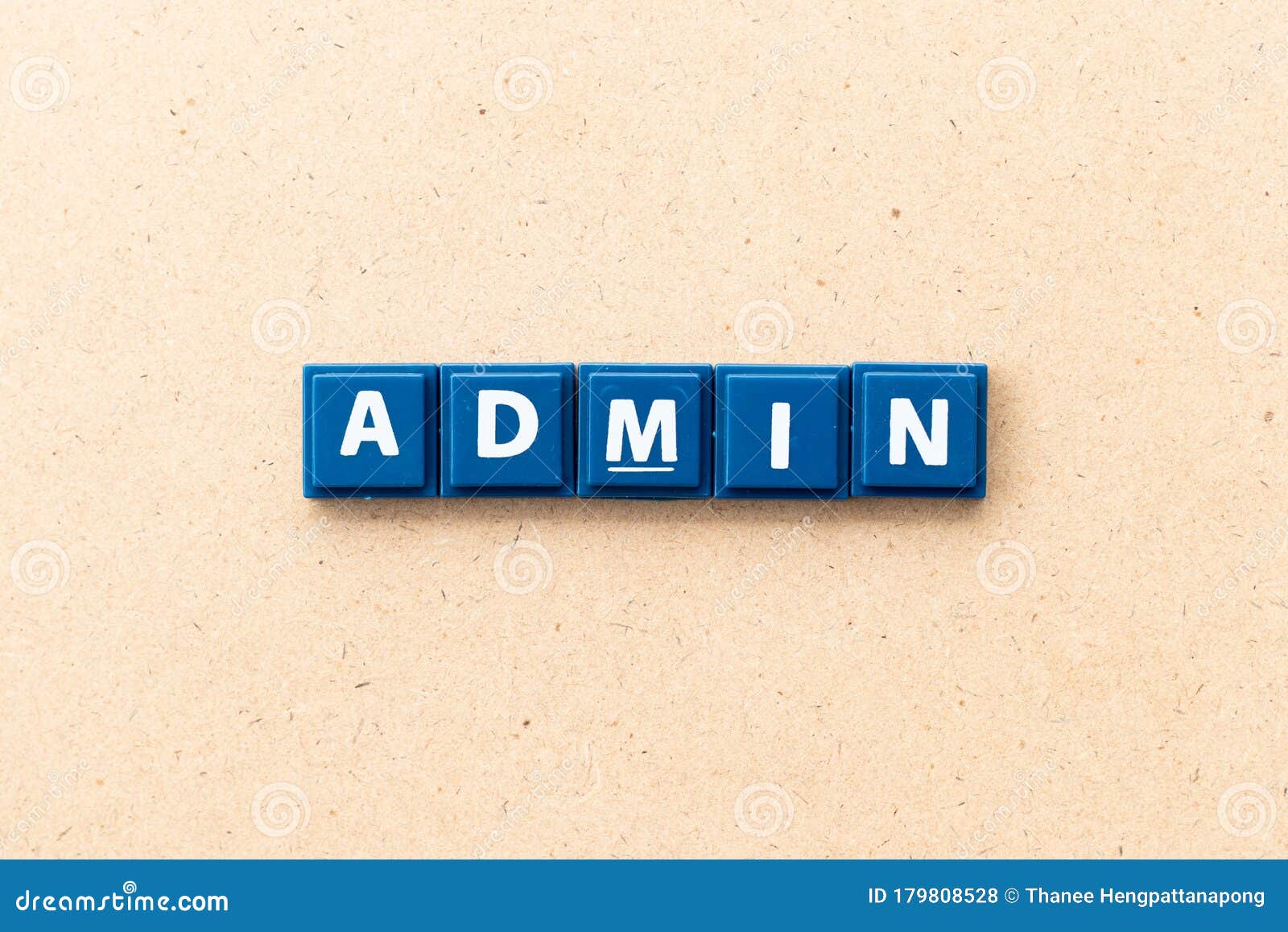 Tile Letter in Word Admin on Wood Background Stock Photo - Image of ...