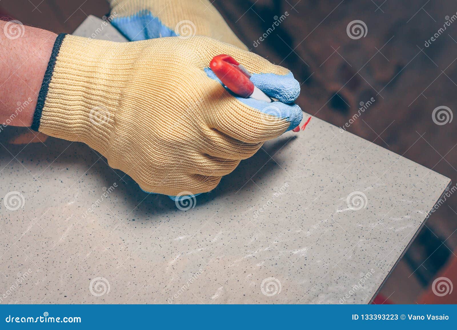 Tile Marks the Place of the Tile Stock Image - Image of cutter, install ...
