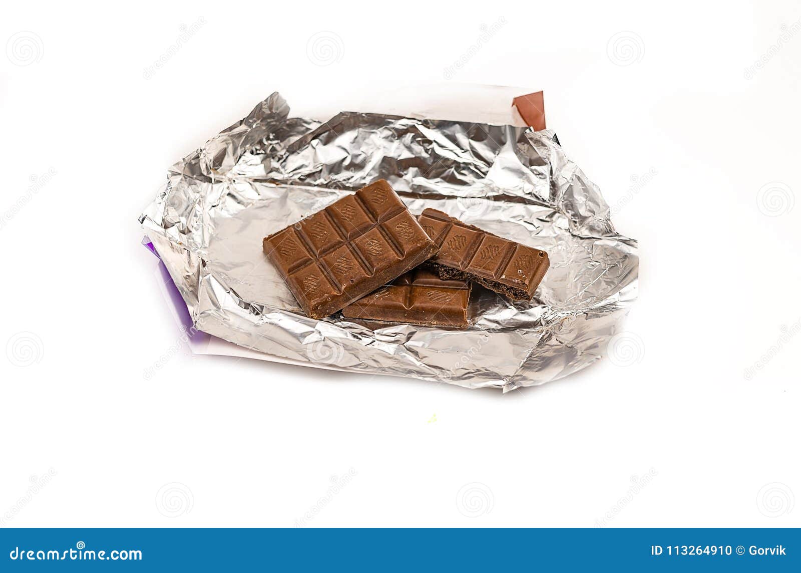Tile of Milk Chocolate in a Wrapper of Foil Stock Photo - Image of ...